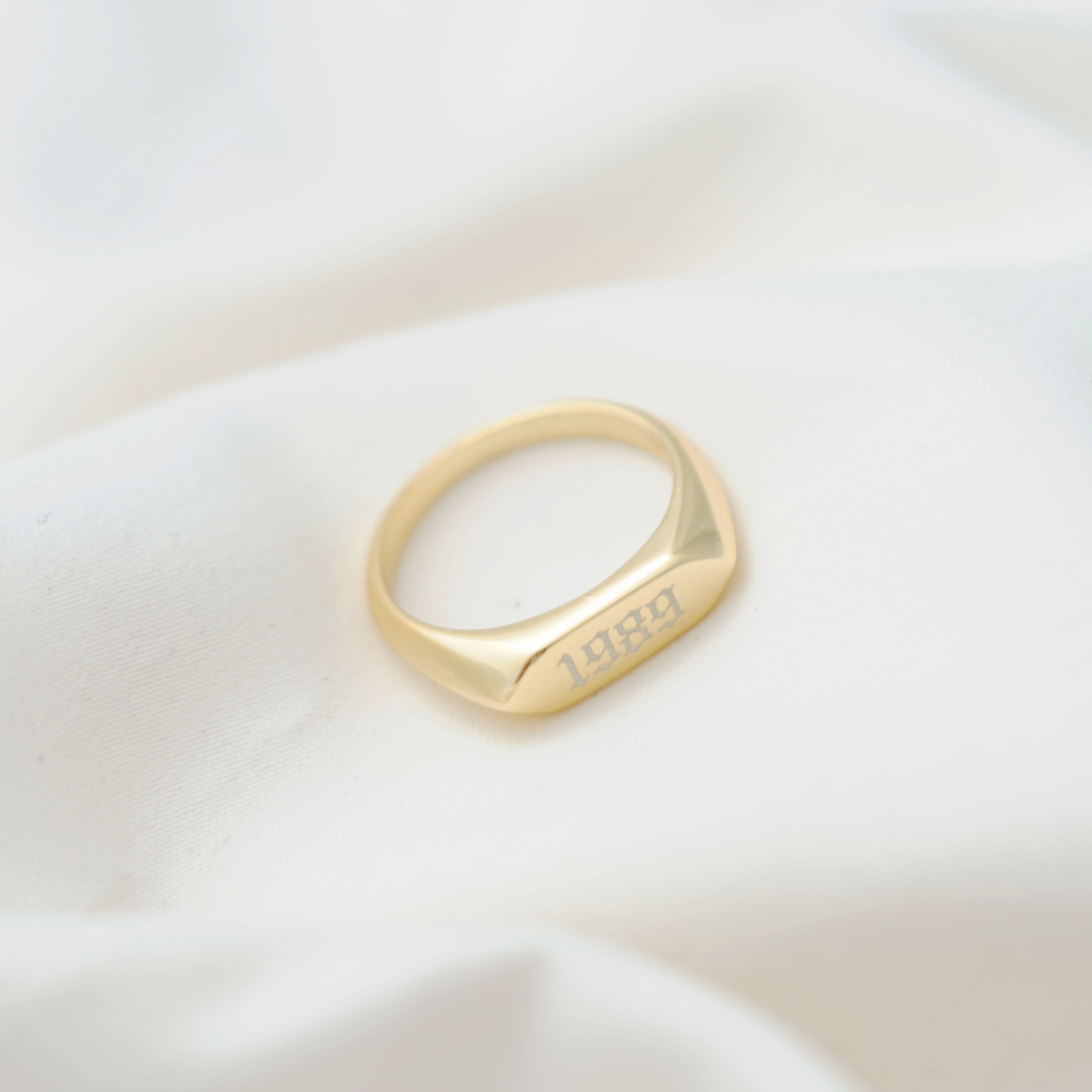 Engraved Signet Ring Square Signet Ring With Diamond Gold | Etsy