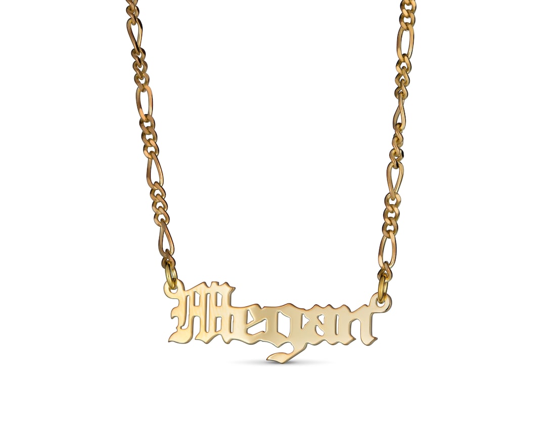 Number, Year, Name Necklace, With Silver, 18K Gold Filled Figaro Chain ...