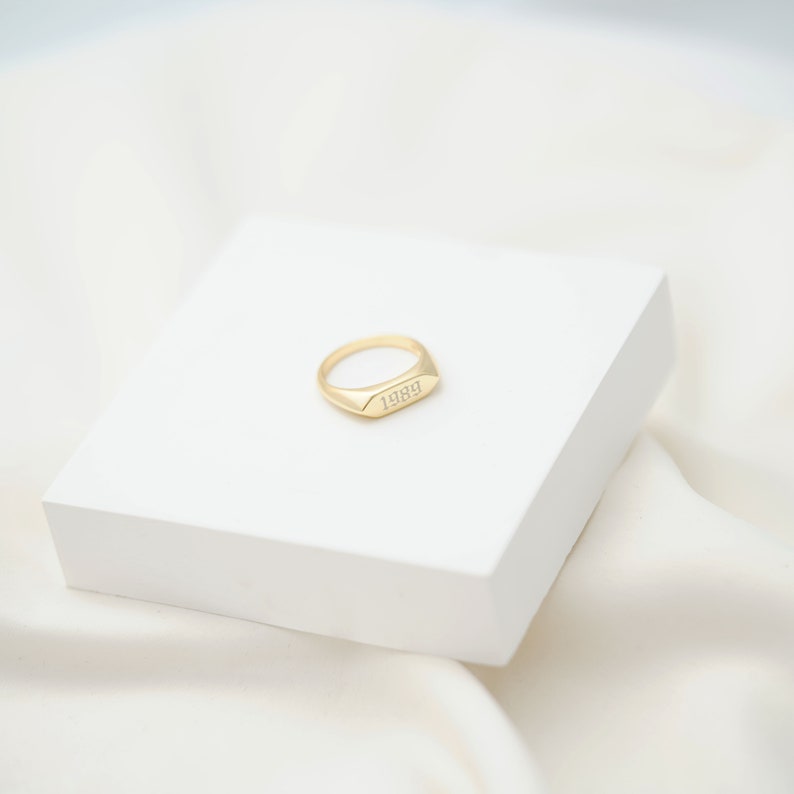 Engraved Signet Ring Square Signet Ring With Diamond Gold - Etsy