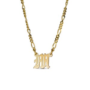 Number, Year, Name Necklace, With Silver, 18K Gold Filled Figaro Chain ...
