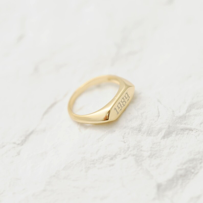 Engraved Signet Ring Square Signet Ring With Diamond Gold | Etsy