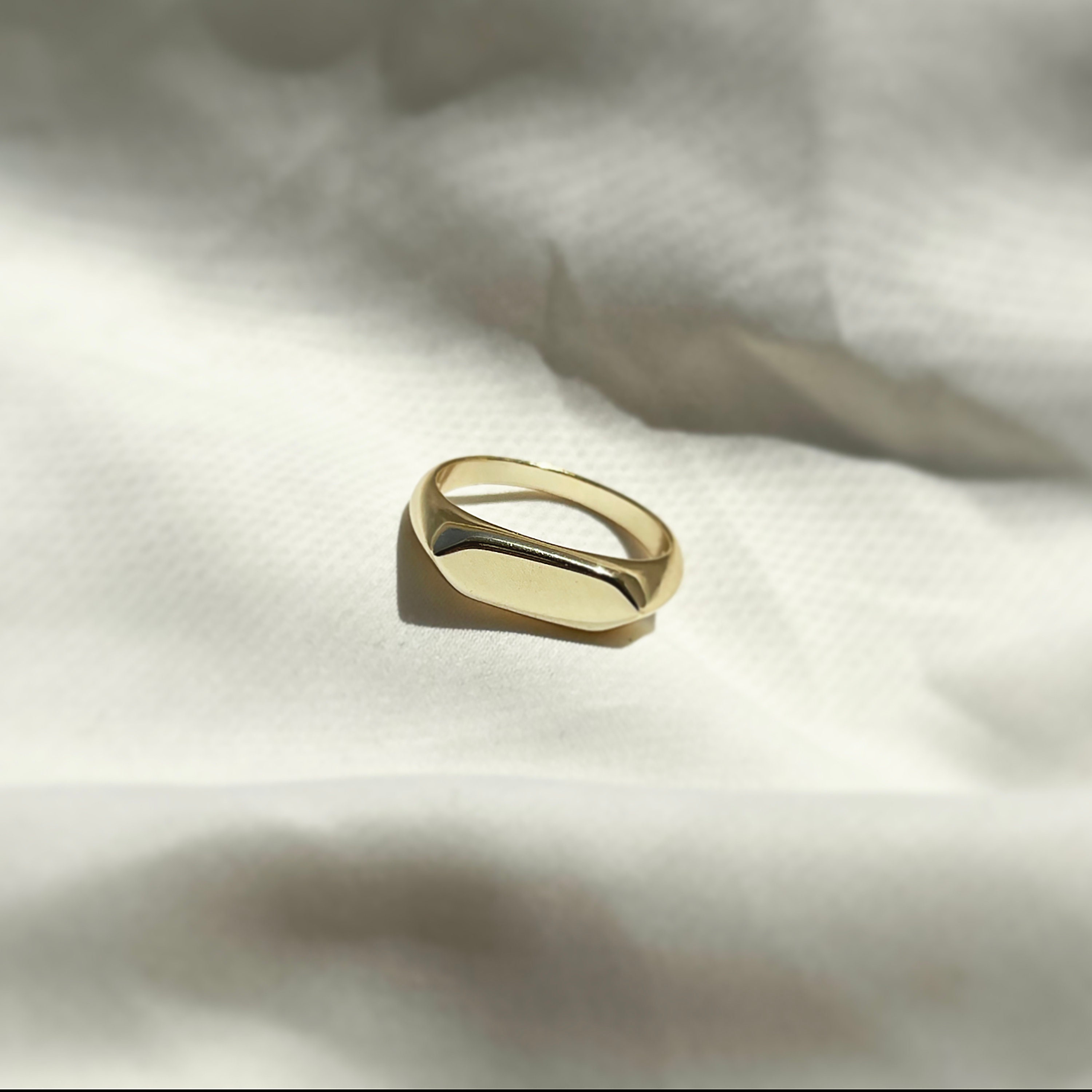 Engraved Signet Ring Square Signet Ring With Diamond Gold | Etsy