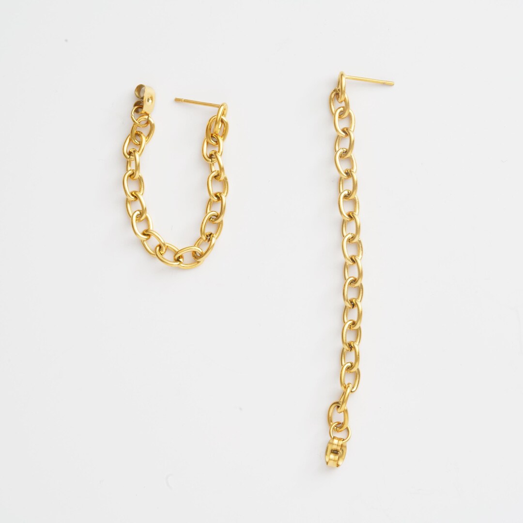 Gold Chain Link Earrings: 18K Gold-filled, Hypoallergenic - Etsy