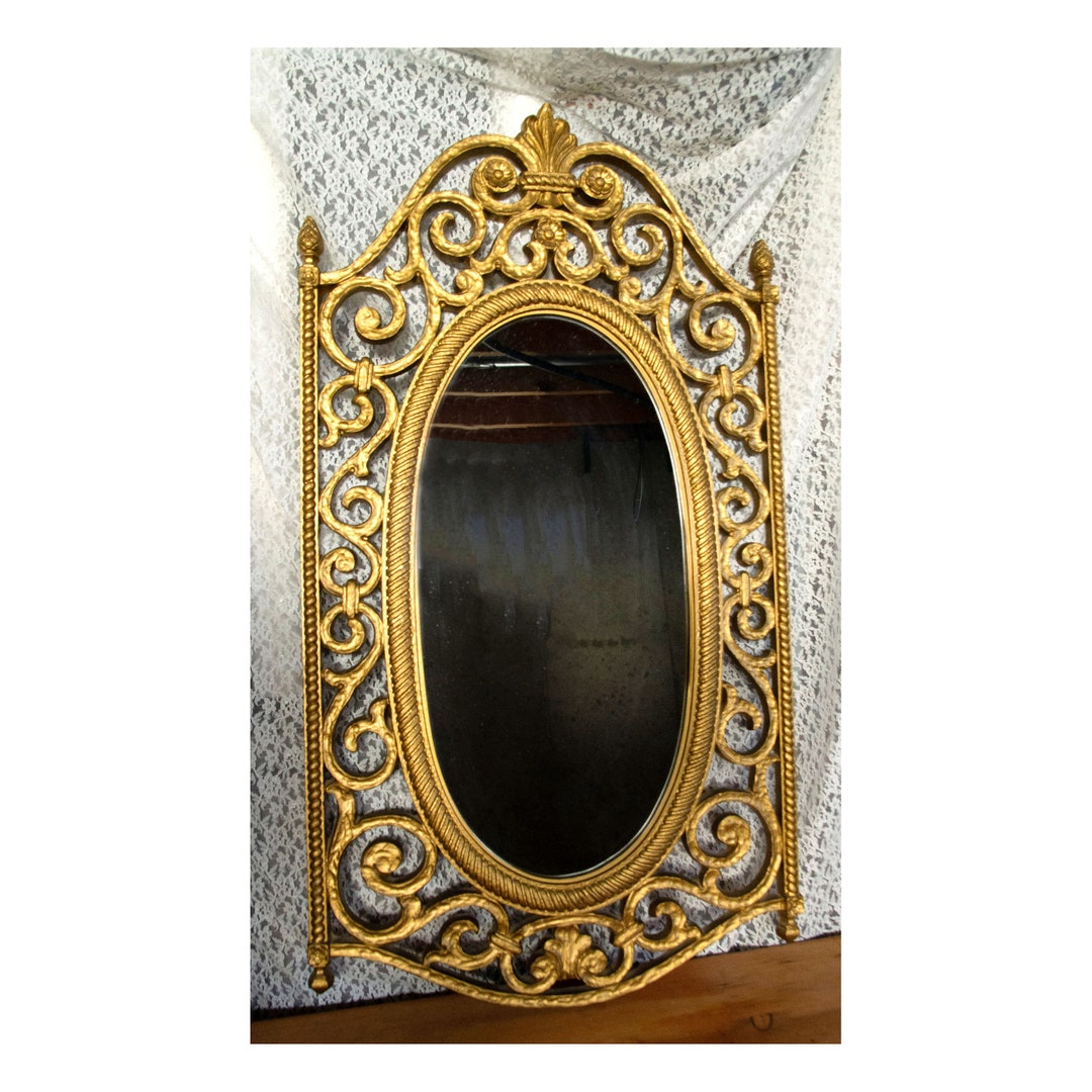 Large Vintage Ornate Gold Syroco Mirror Hollywood Regency Style Mid ...
