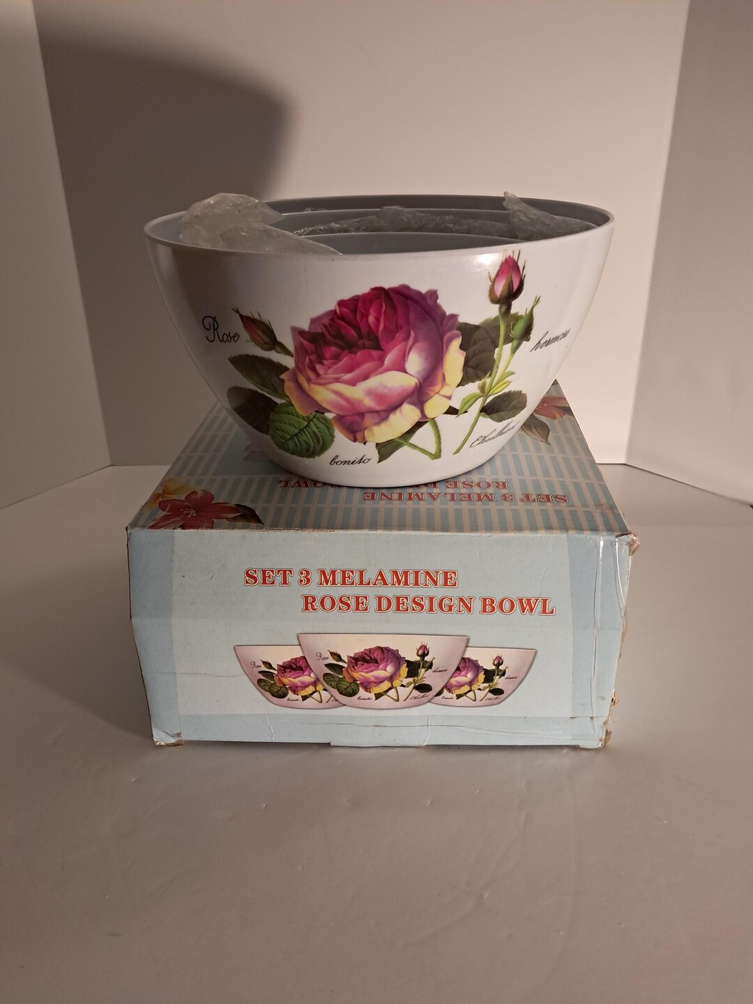 Vintage Melamine Rose Nesting Bowls. New in Box - Etsy