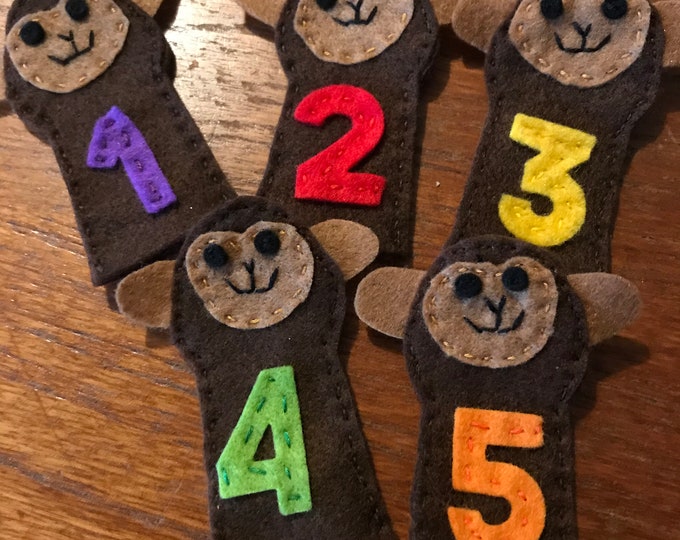 Five Little Monkeys Finger Puppet Set - Etsy UK