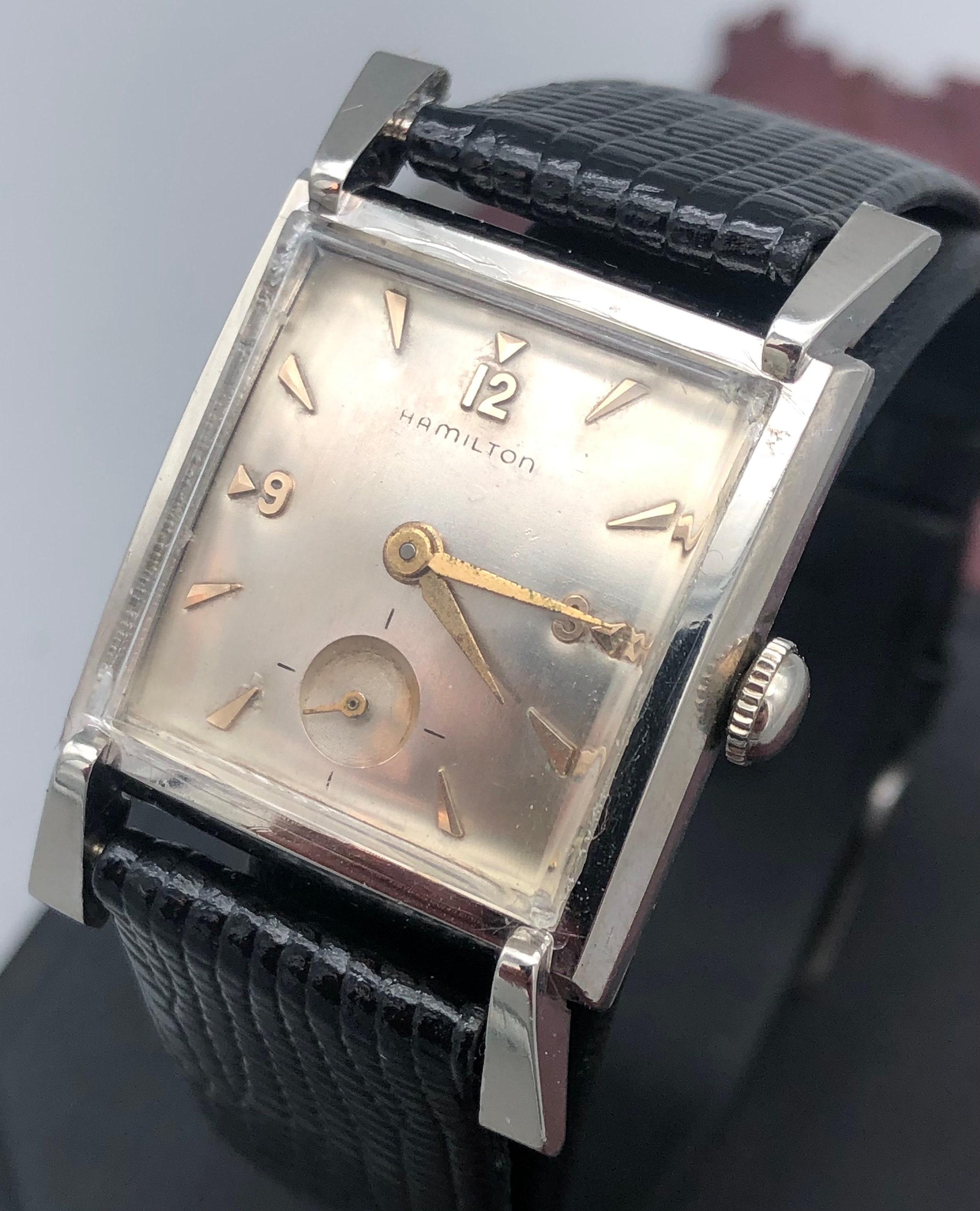 Unique 1950s Hamilton Trent Tank Watch with White Gold Fill | Etsy