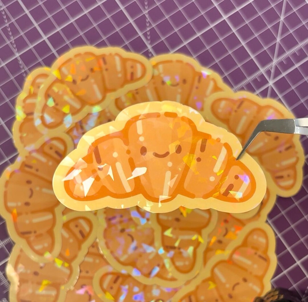 Happy Croissant Sticker | Waterproof Vinyl Decal - Etsy