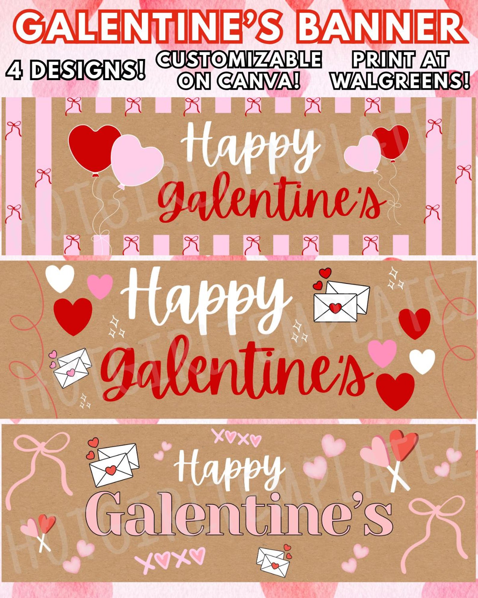 Customizable Galentine's Banner Bundle - Print at Walgreens! - Etsy