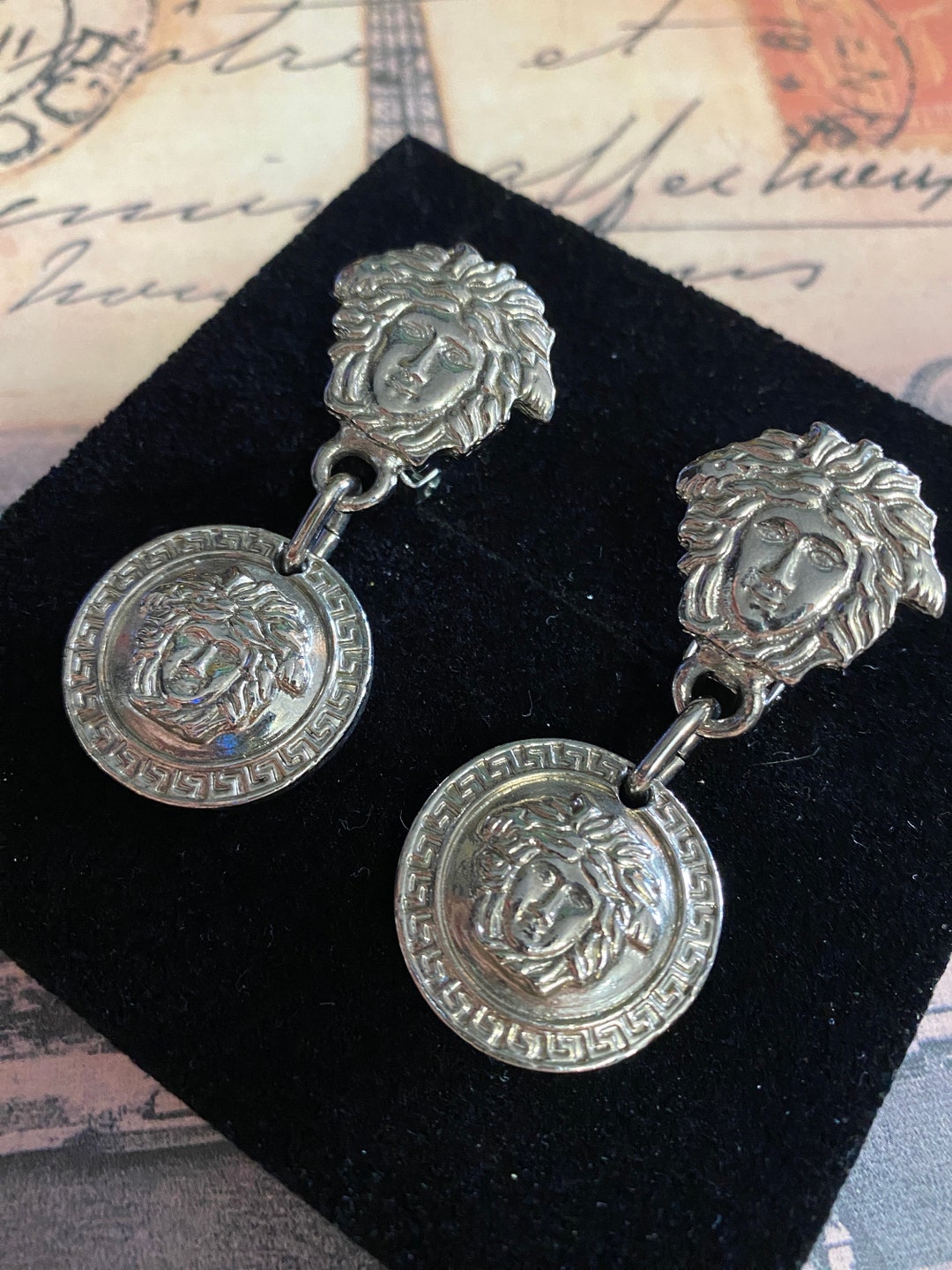 Versace Vintage Medusa Logo Clip Earrings - Etsy