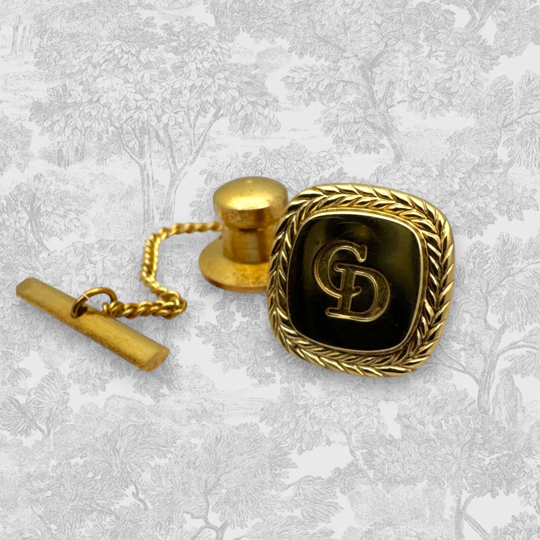 Christian Dior Vintage CD Cushion Shape Gold Plate Tie Tack Pin - Etsy