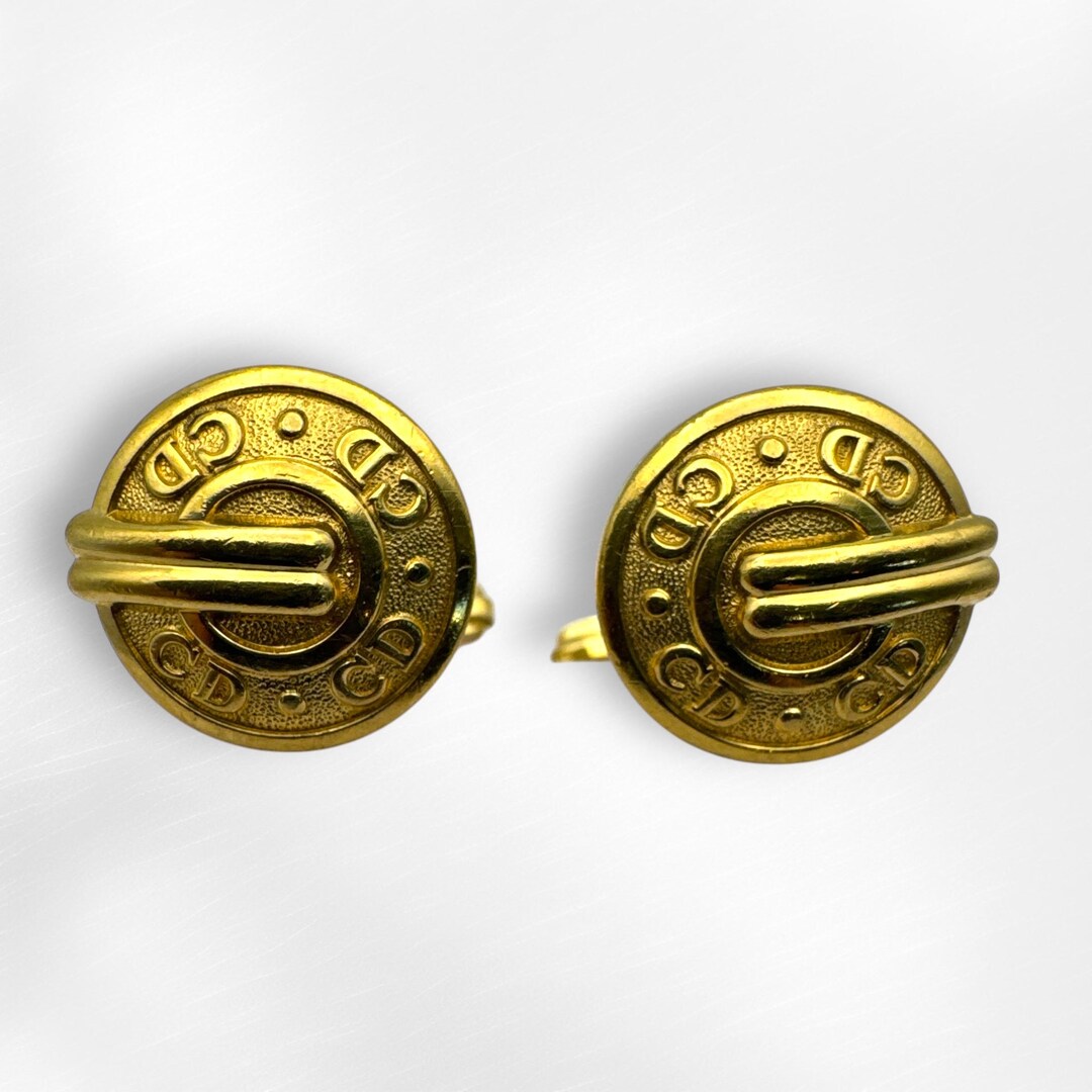 Christian Dior Vintage CD Button Style Gold Plated Cufflinks - Etsy