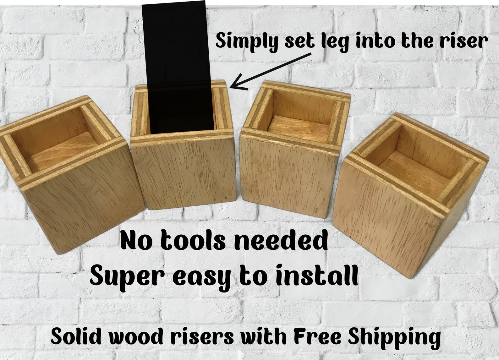 6" X 6" Solid Wood Furniture/bed Riser (sold Individually, Not as a Set ...