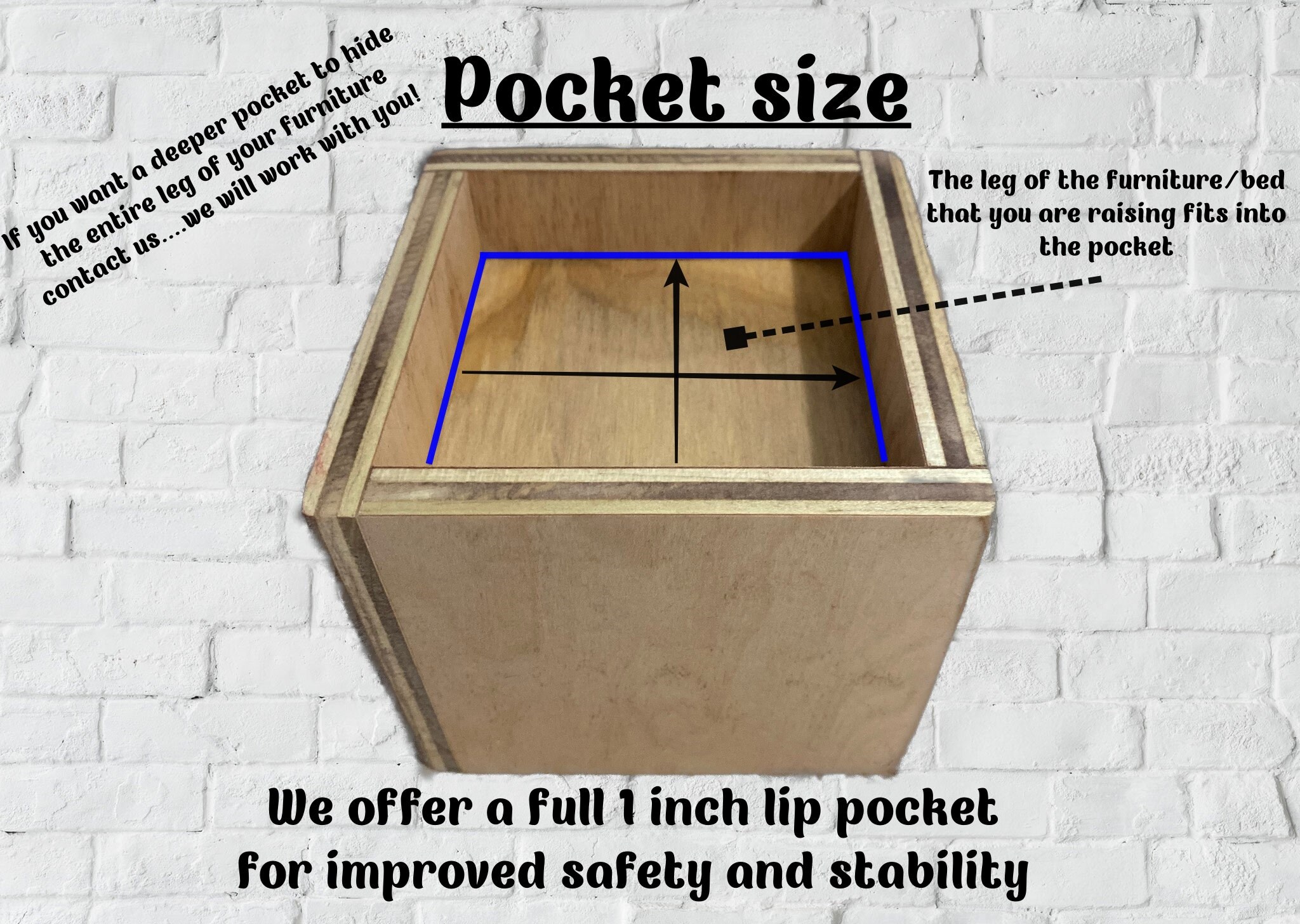 6" X 6" Solid Wood Furniture/bed Riser (sold Individually, Not as a Set ...