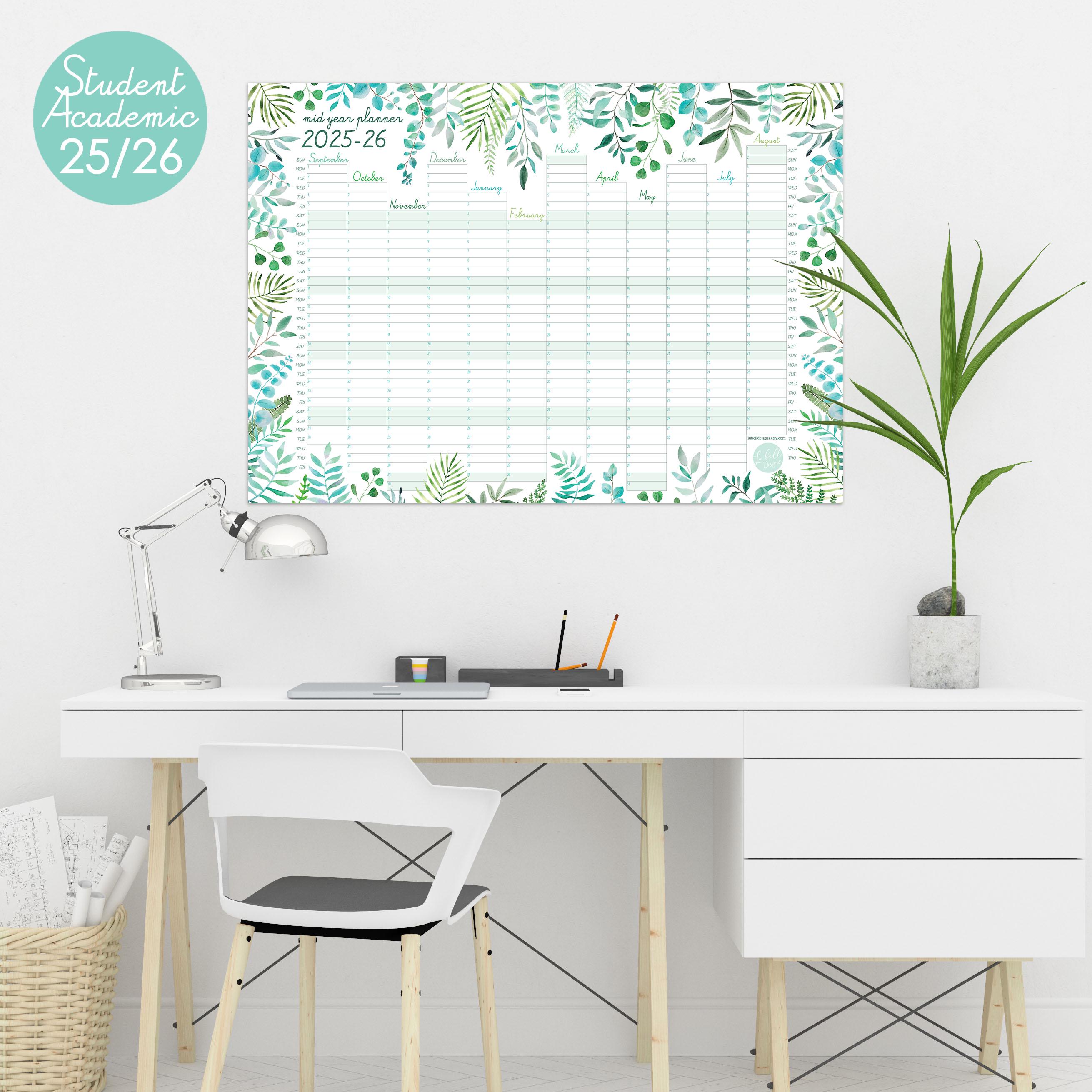 2025-26 Academic Wall Planner | Yearly Planner | Mid Year Calendar ...