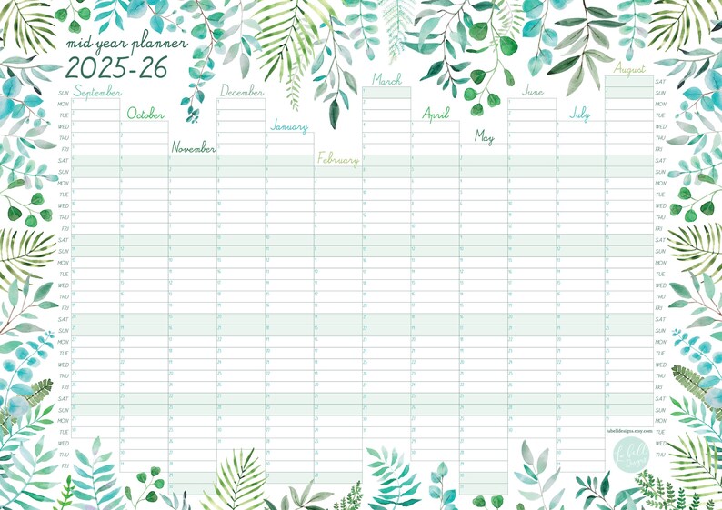 2025-26 Academic Wall Planner | Yearly Planner | Mid Year Calendar ...