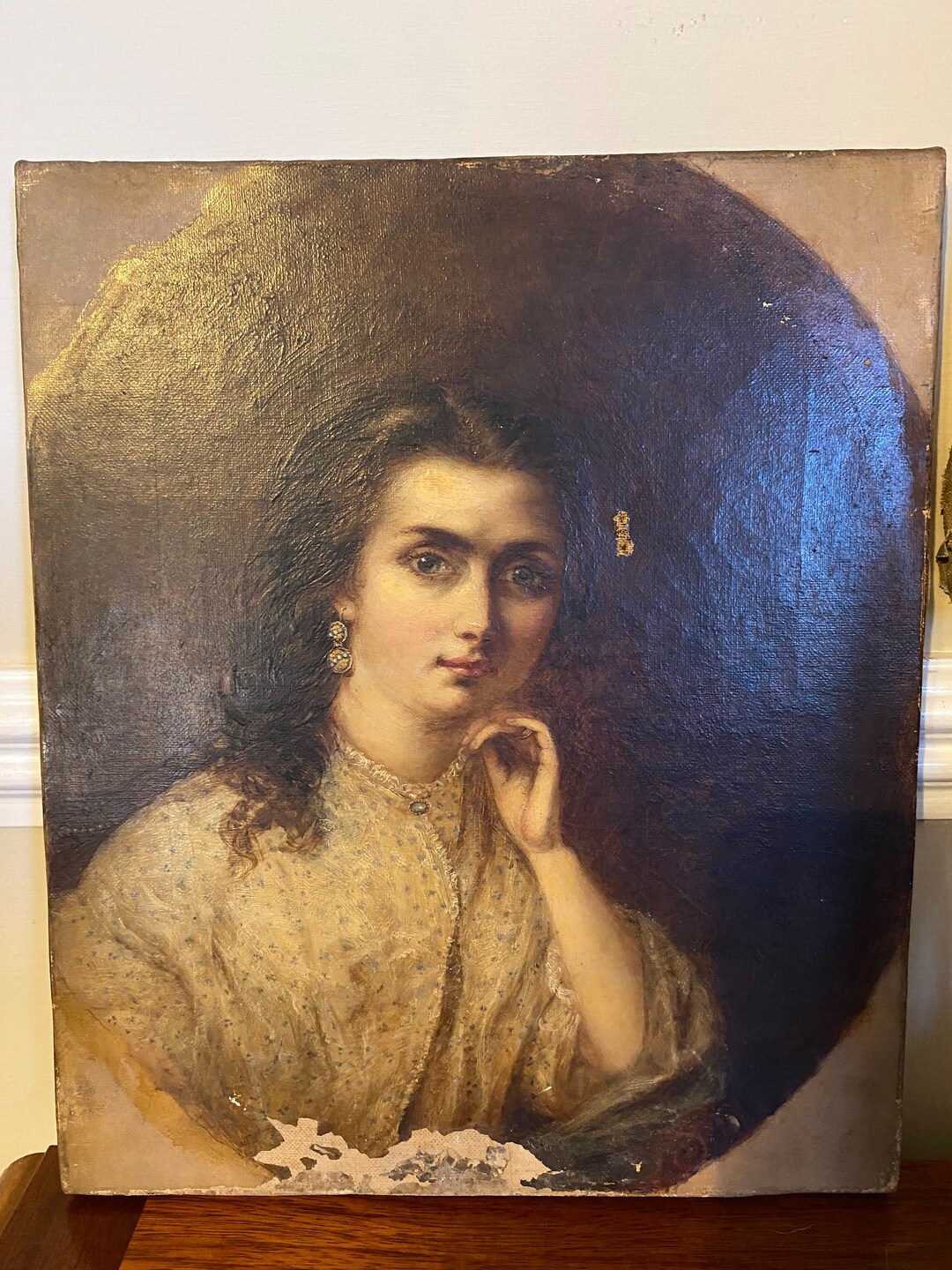A Glorious Oil on Canvas Portrait of a Beautiful Lady. - Etsy UK