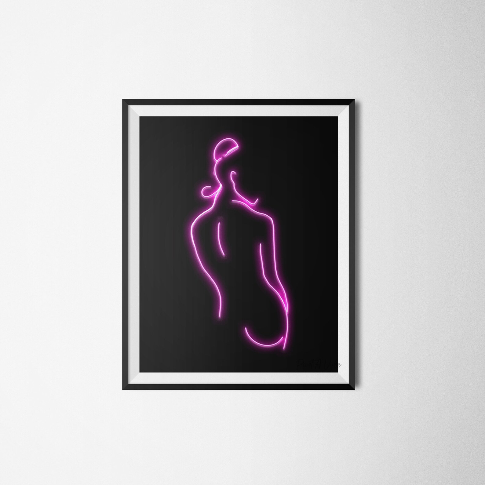 Neon Pink PRINTABLE Female Figure Neon Sign Wall Art Neon - Etsy