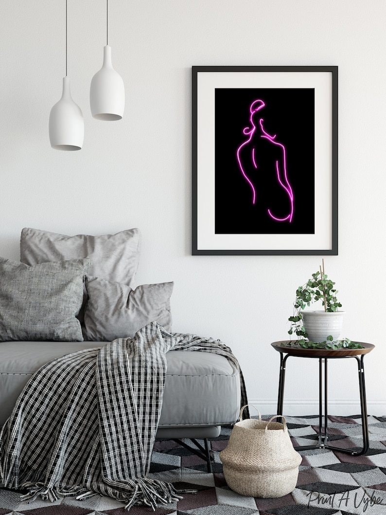 Neon Pink PRINTABLE Female Figure Neon Sign Wall Art Neon - Etsy