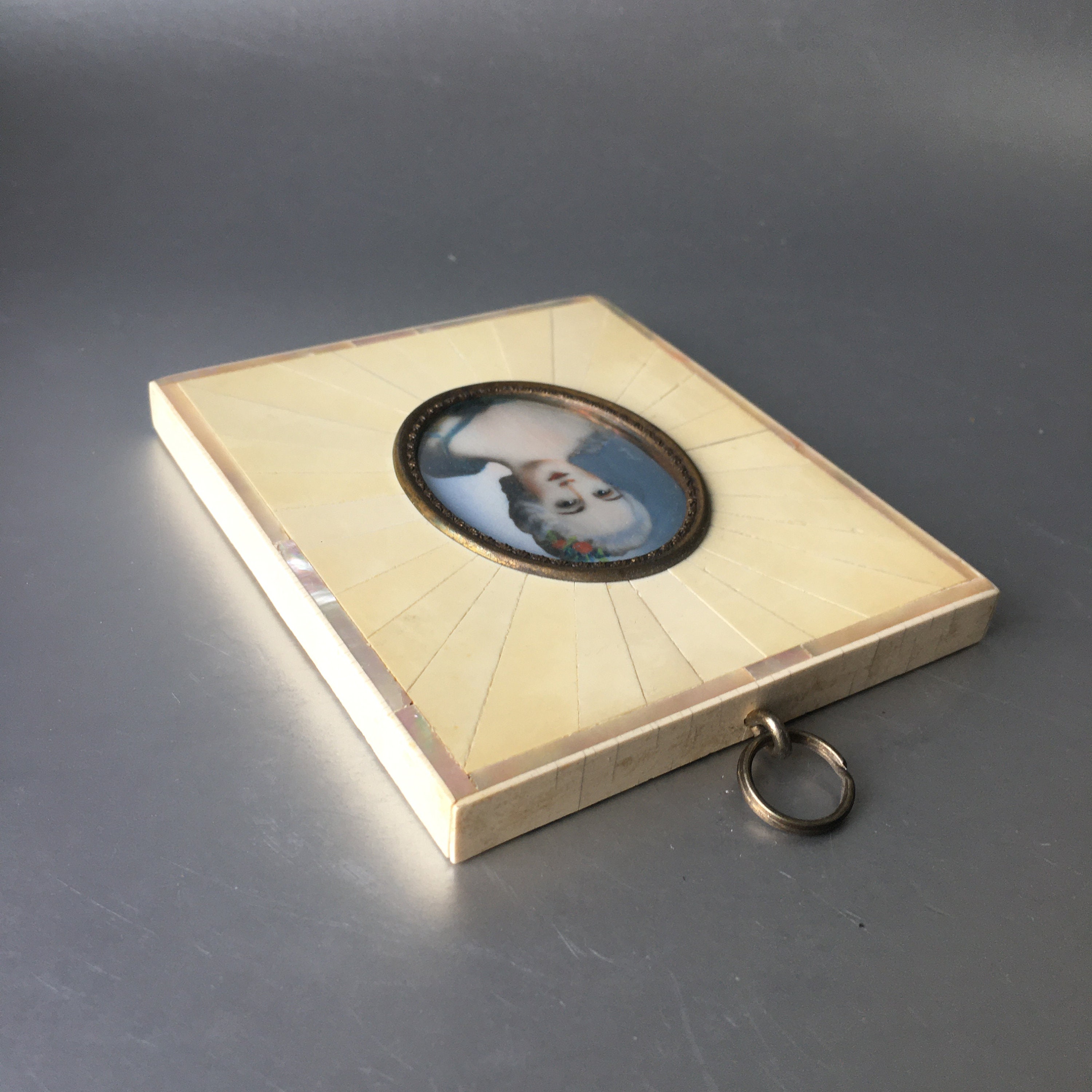 Vintage frame: miniature portrait, lady, Marquise de Pompadour