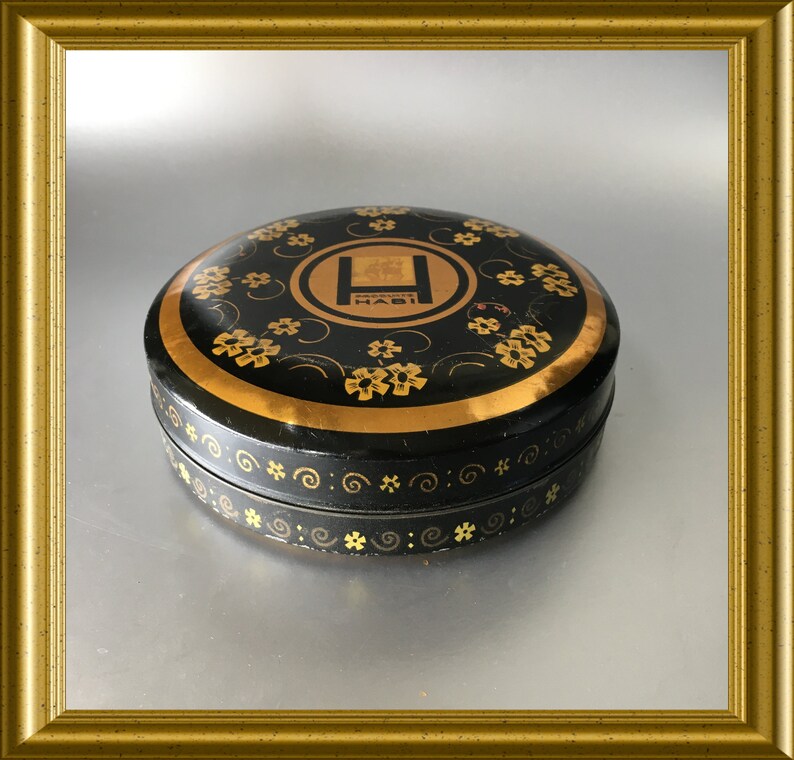 Art Deco Round Tin Box: Bird Habi - Etsy