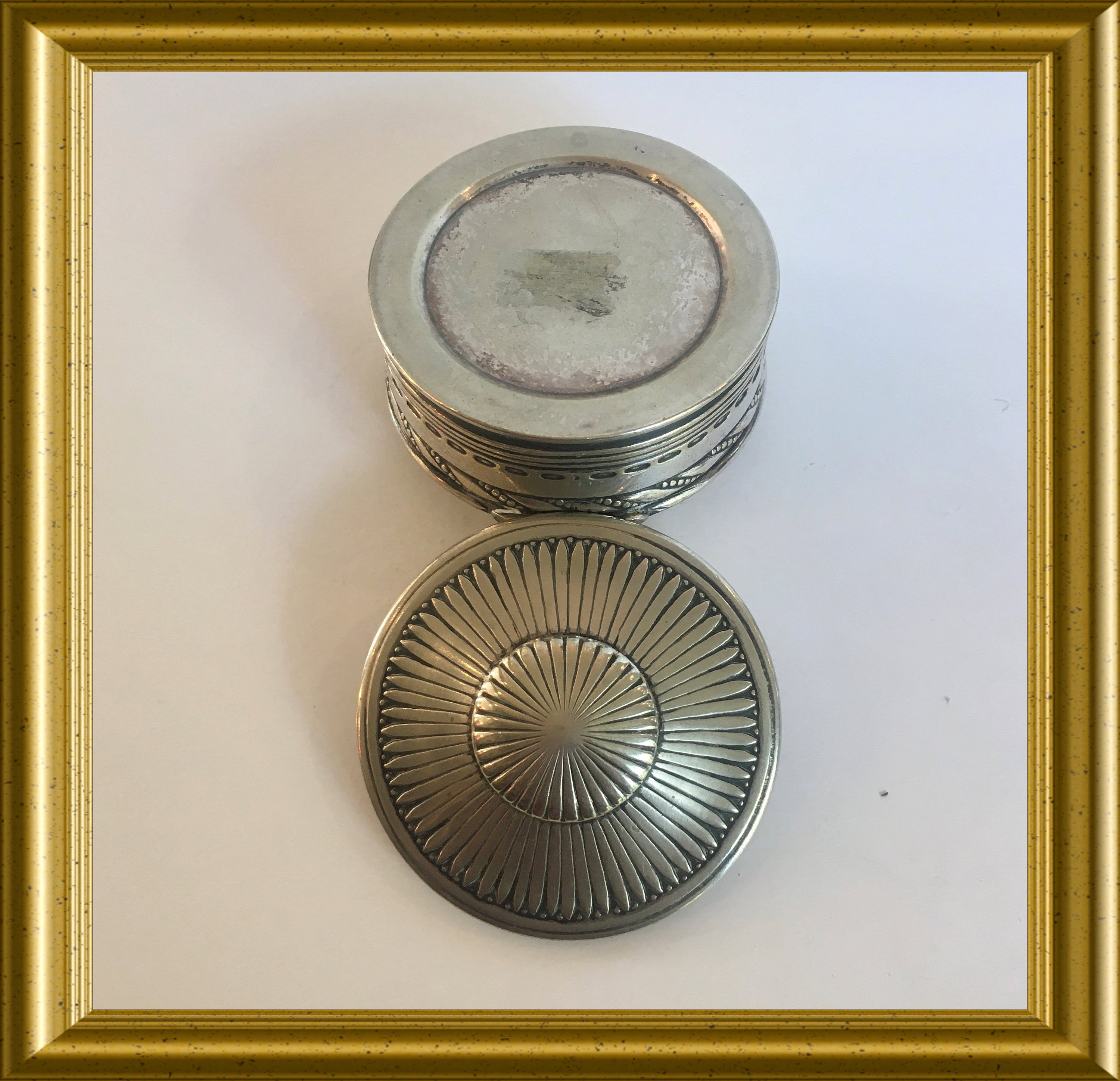 Vintage small round silver plated box