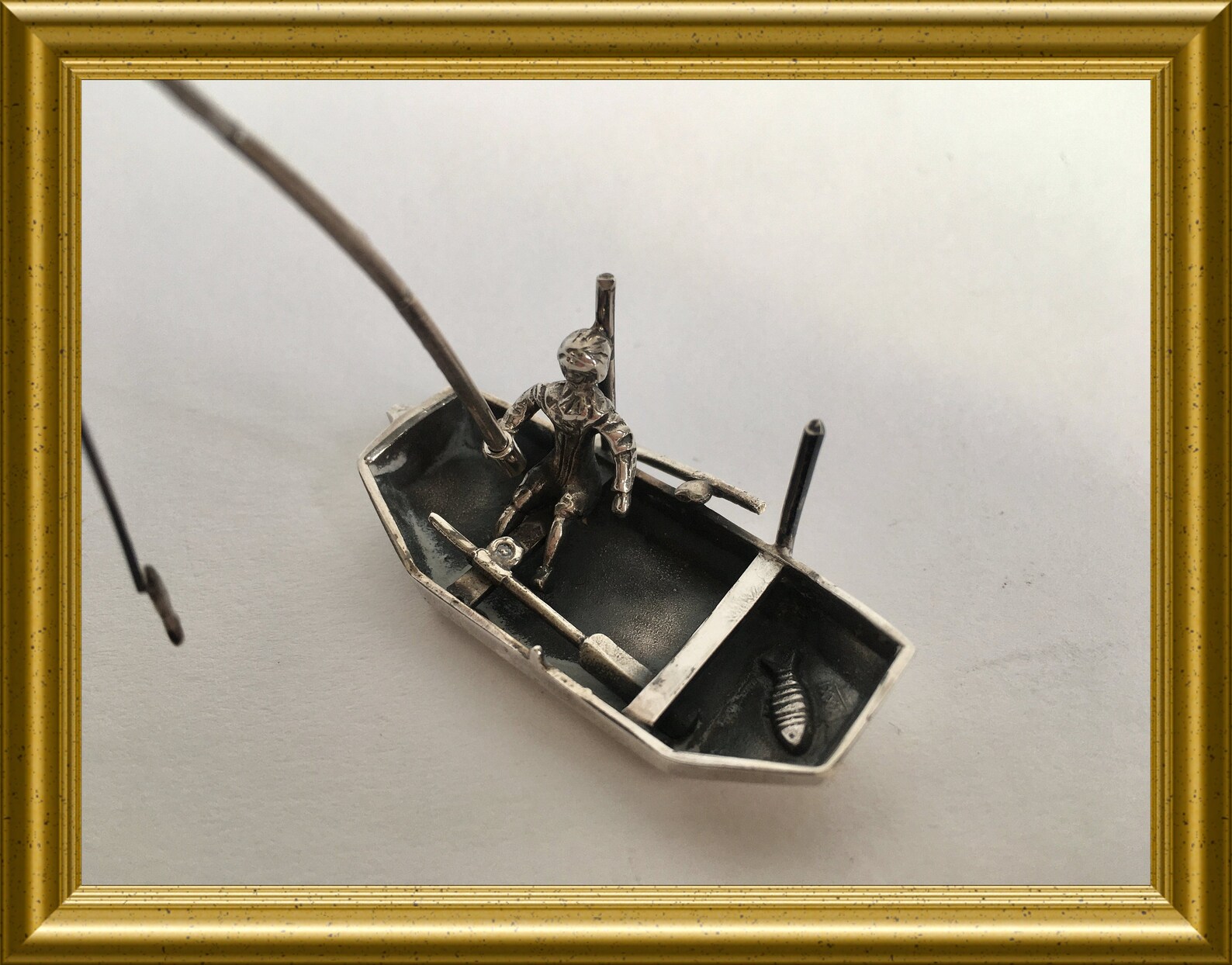 Vintage Dutch Silver Miniature: Rowing Boat With Fisherman - Etsy