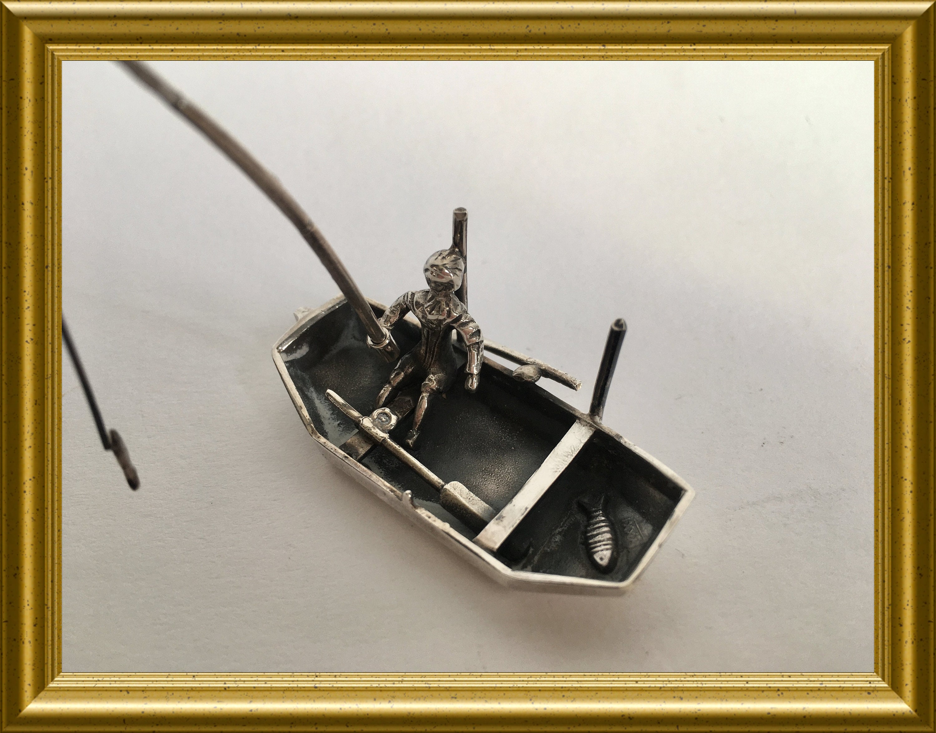 Vintage Dutch silver miniature: rowing boat with fisherman | Etsy