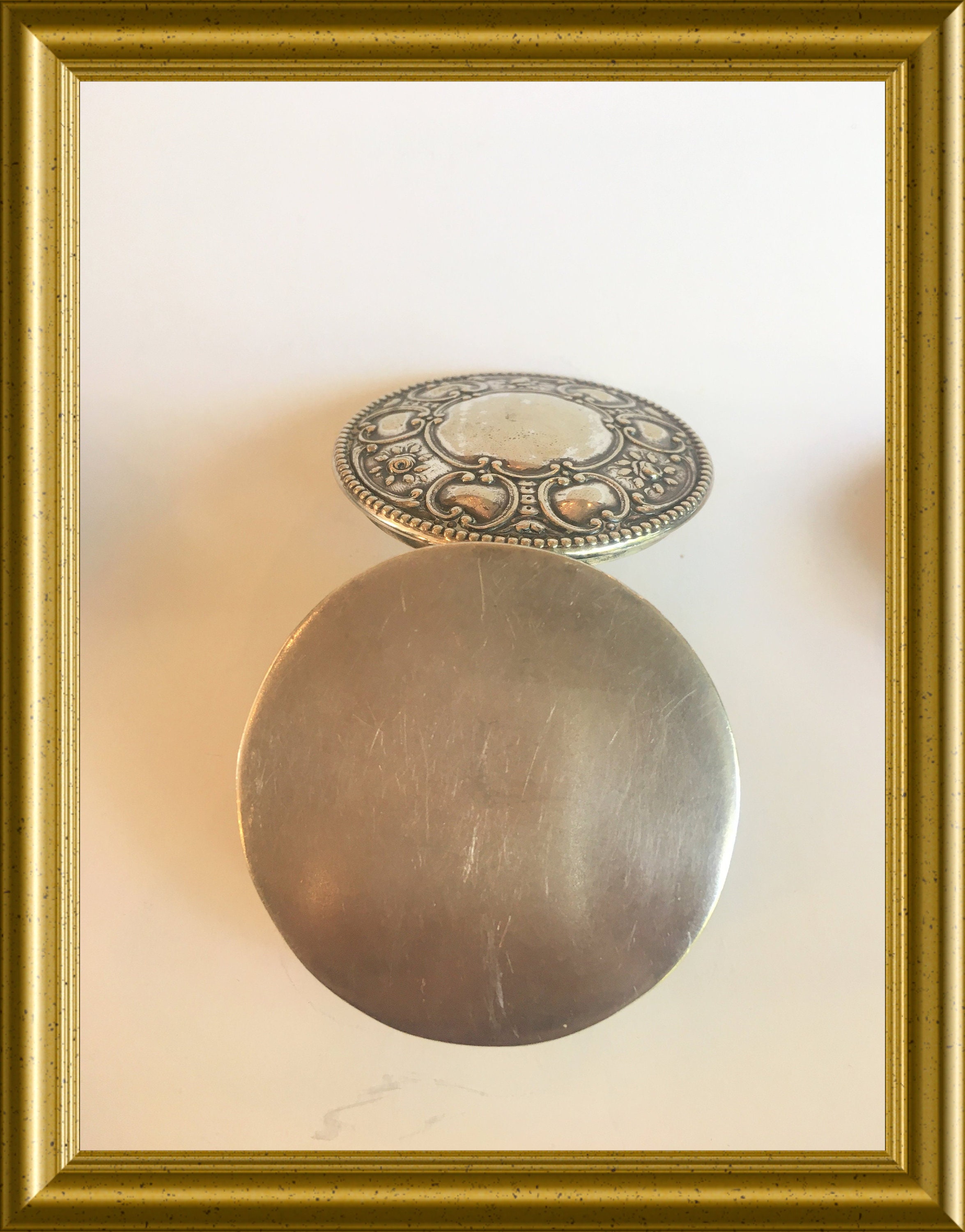 Vintage small round silver plated box