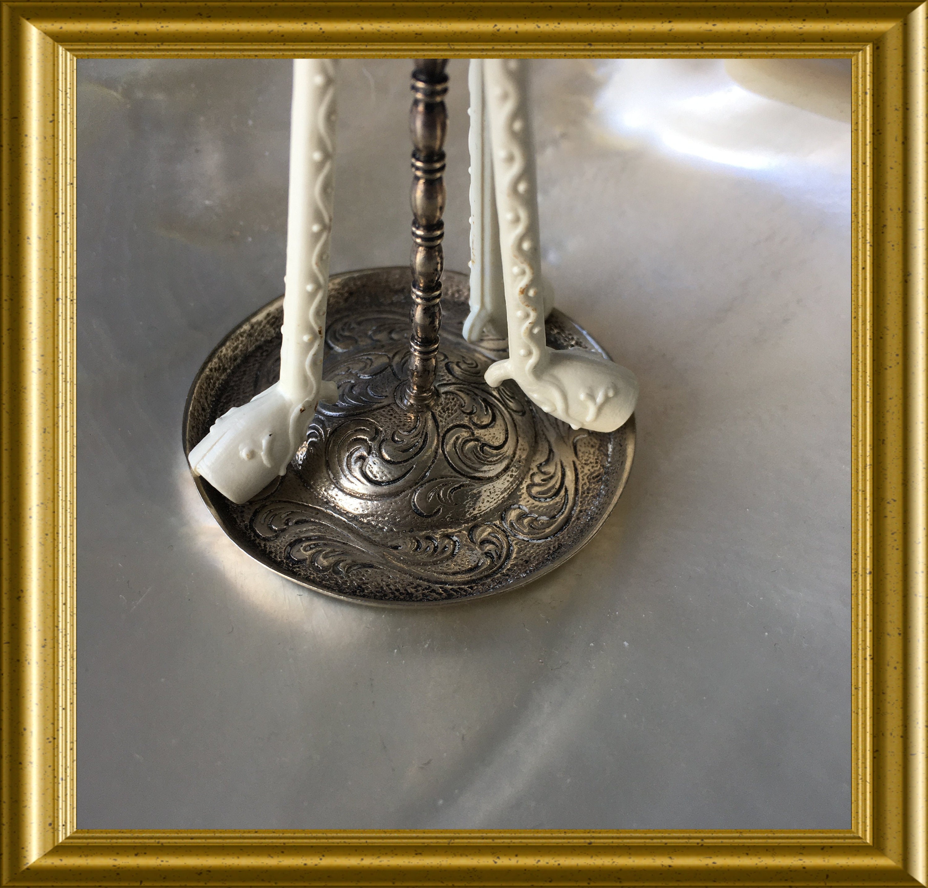 Vintage Dutch silver miniature pipe stand/ pipe holder