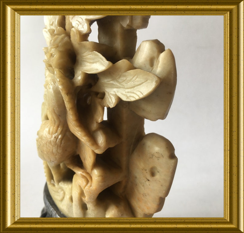 Lovely Chinese Soapstone Bird Figurine: Phoenix With Flowers - Etsy