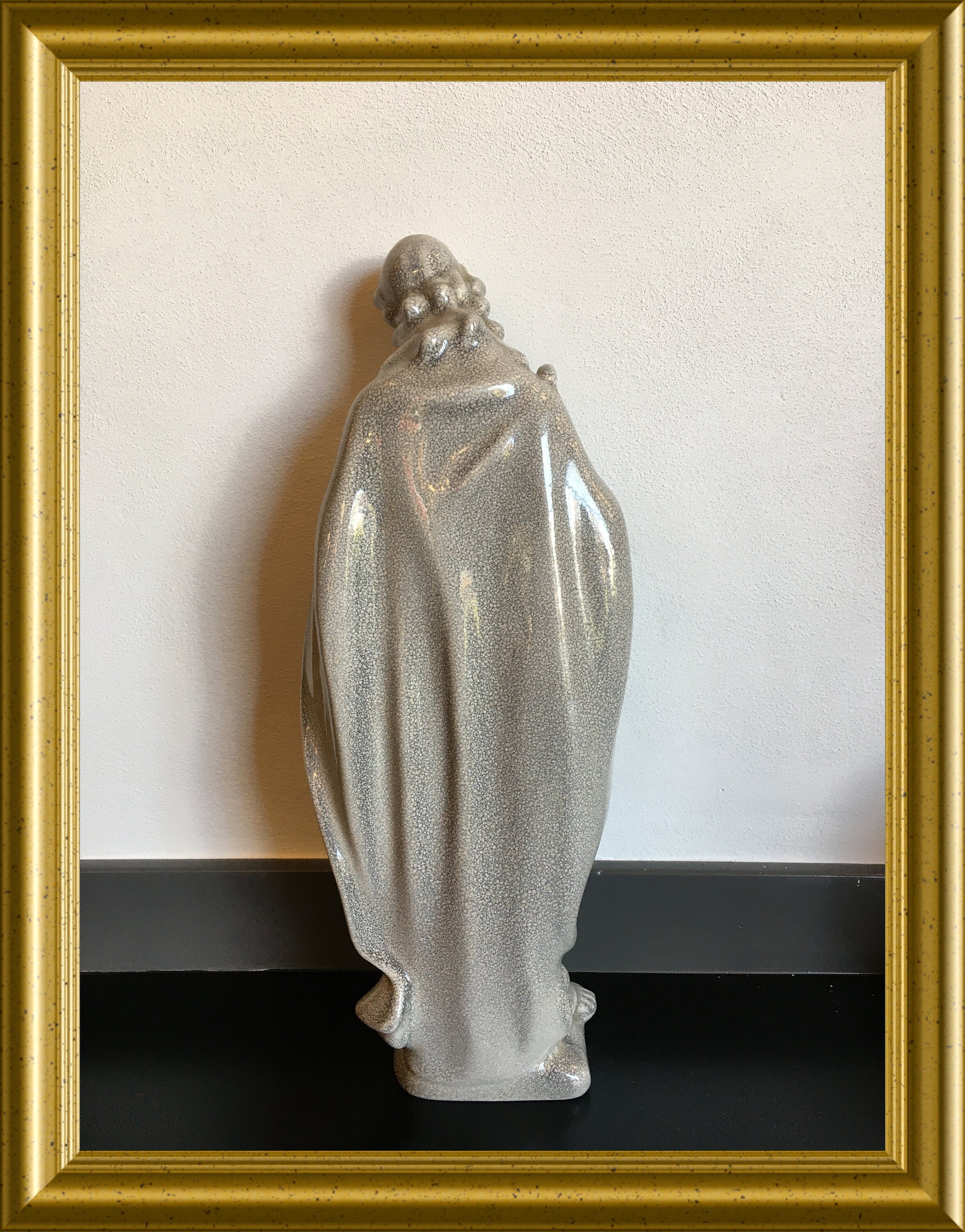 Vintage Jesus figurine: the good shepherd, art pottery Zuidholland Gouda