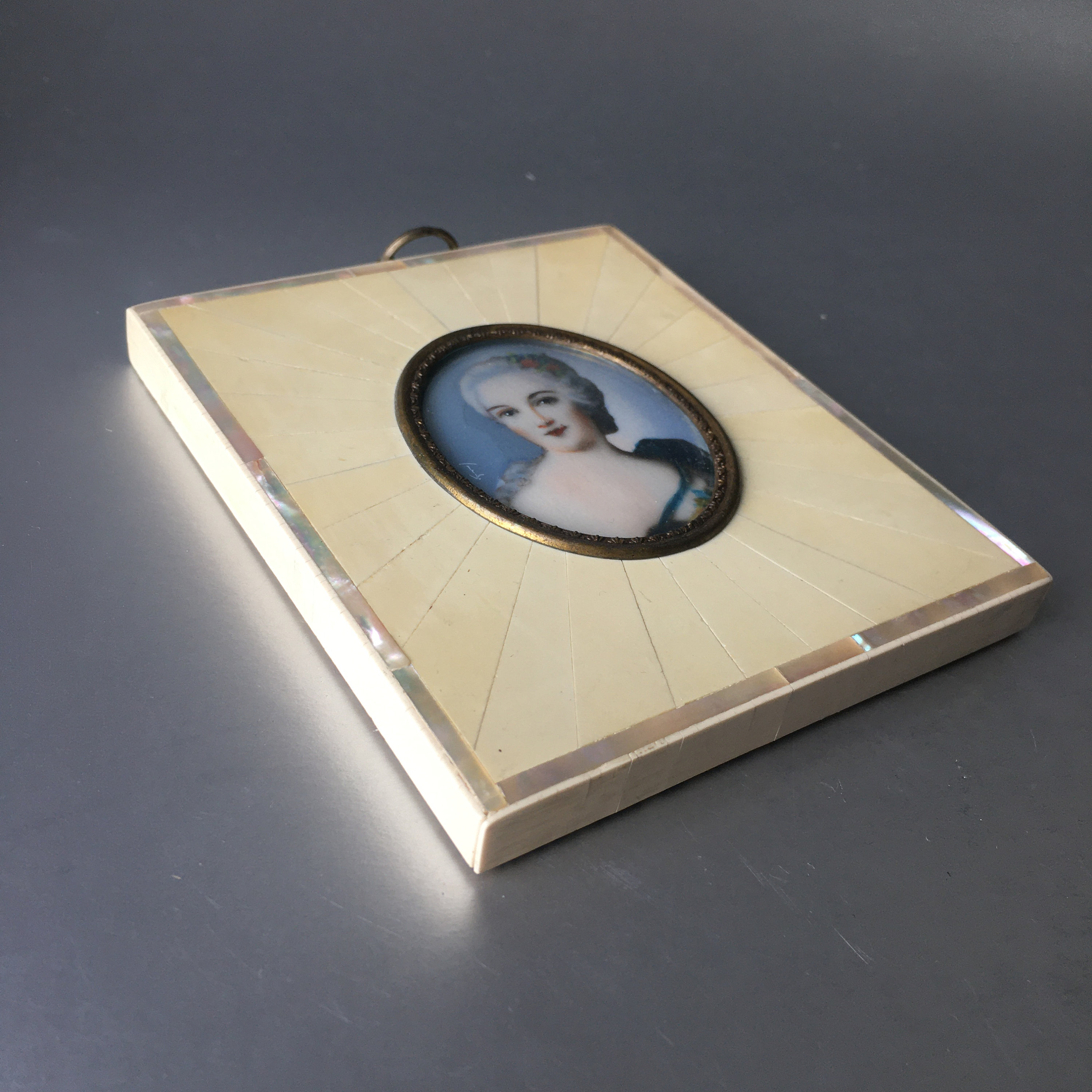 Vintage frame: miniature portrait, lady, Marquise de Pompadour