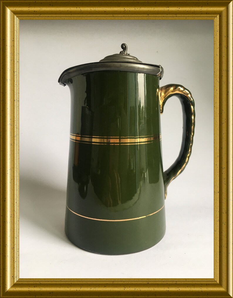 Antique English Ceramic Chocolate/ Hot Water Jug With Pewter - Etsy