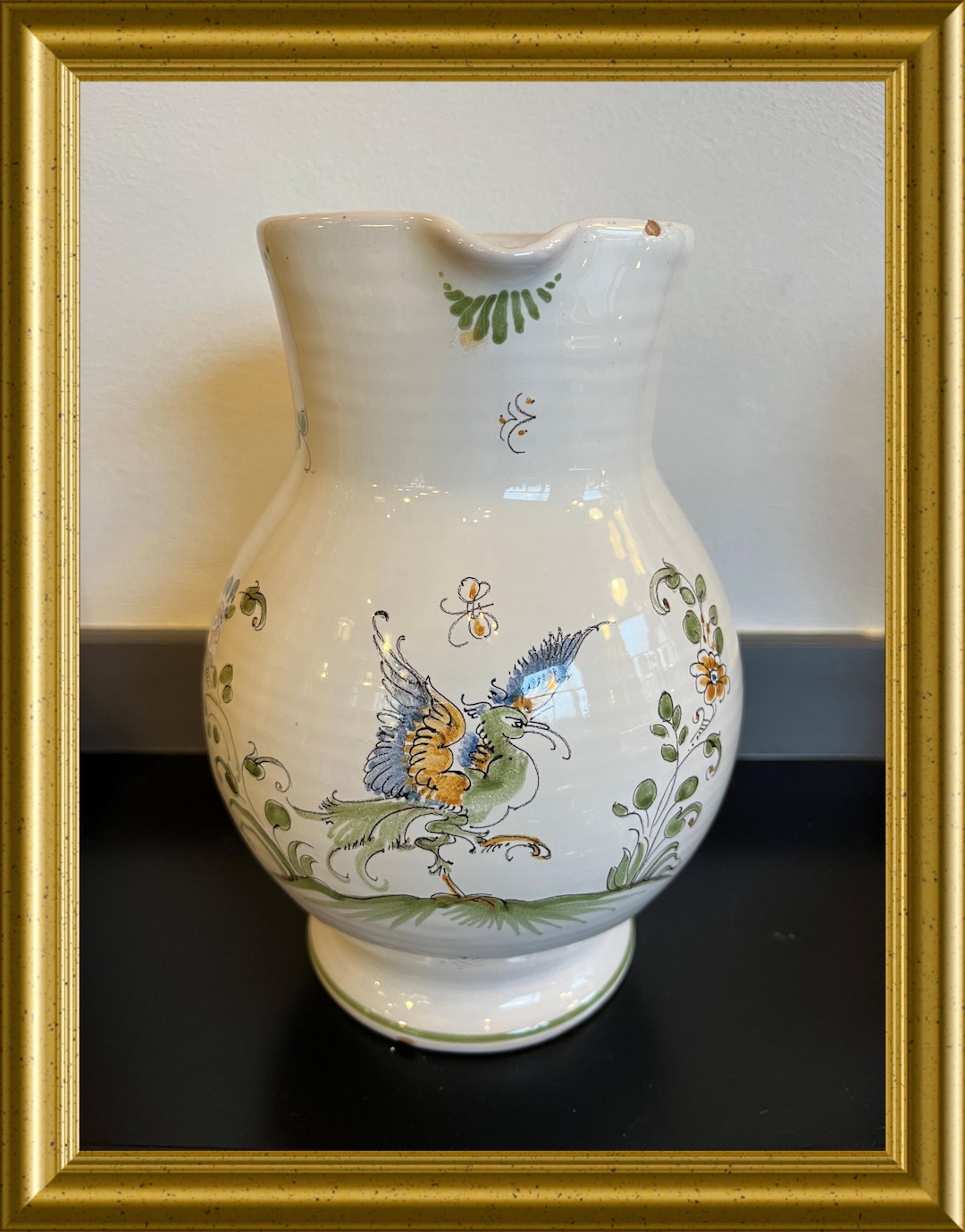 Vintage French Hand Painted Ceramic Jug: Moustiers, Bird Decoration - Etsy