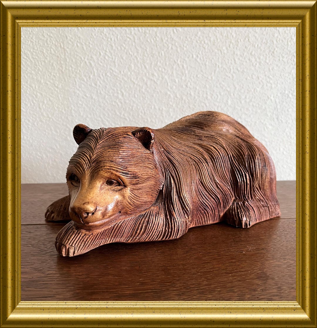 Vintage Large Wood Carving: Bear - Etsy