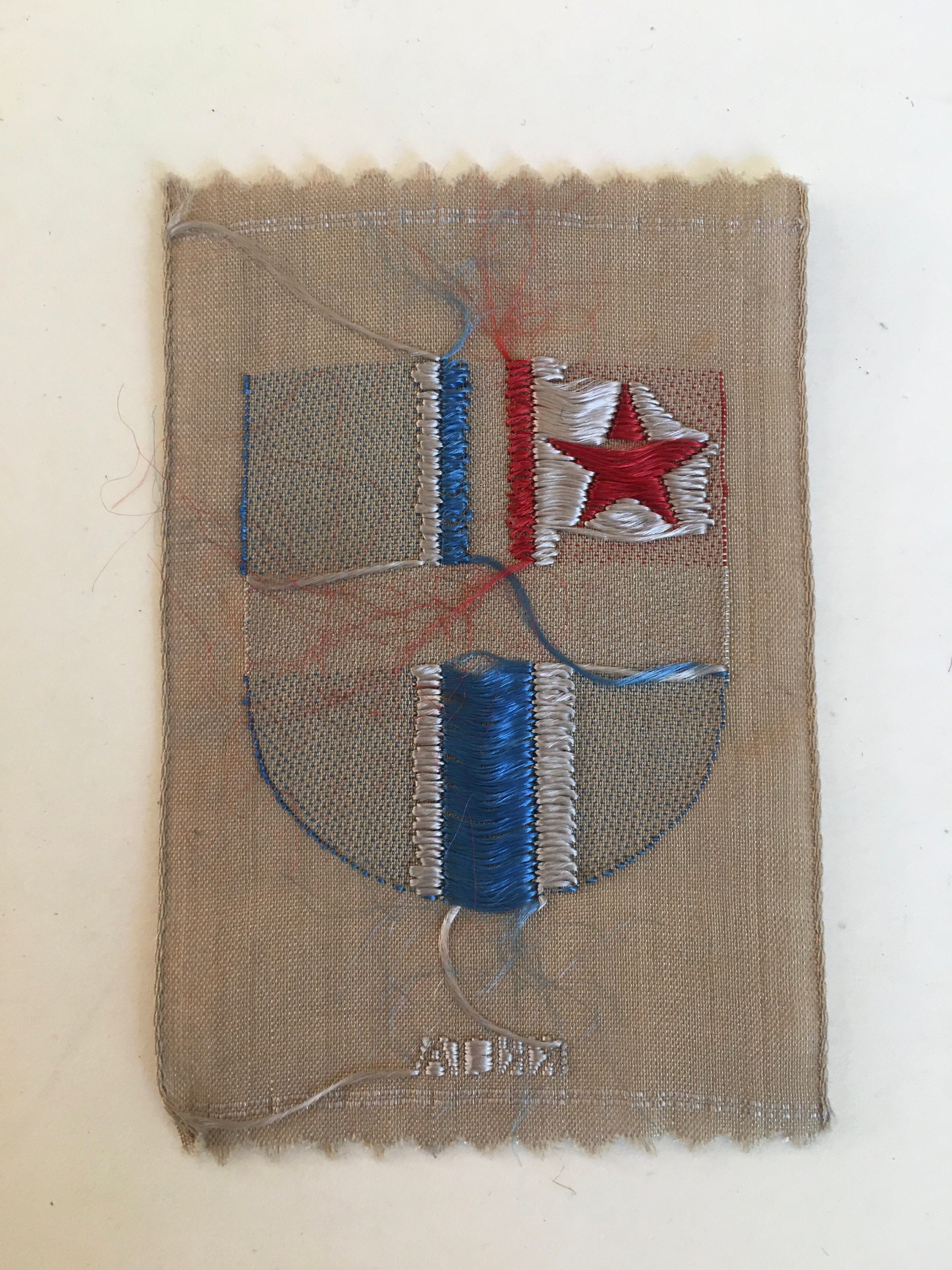 Vintage woven tobacco silk, patch: arms Kreta
