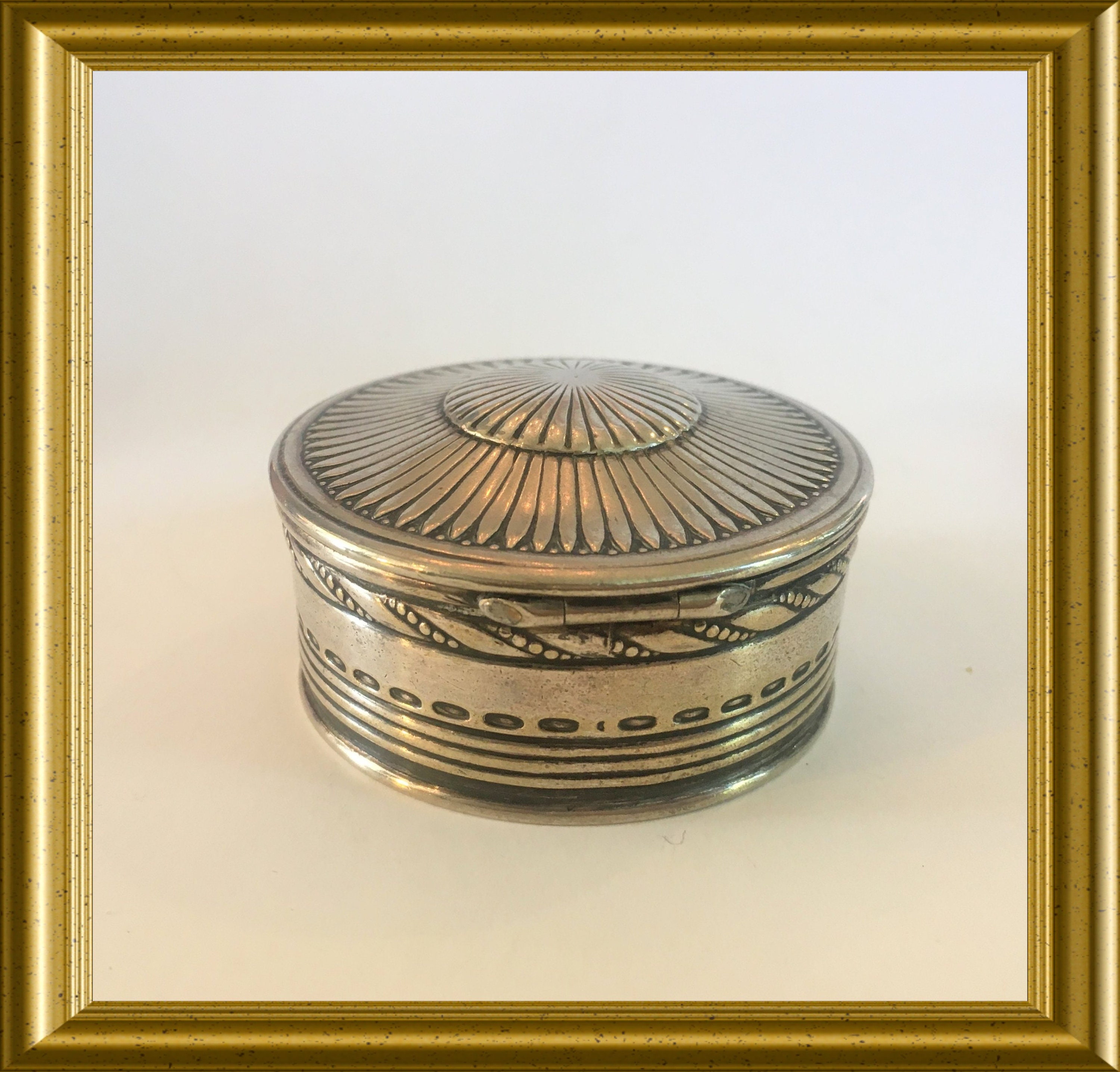 Vintage small round silver plated box