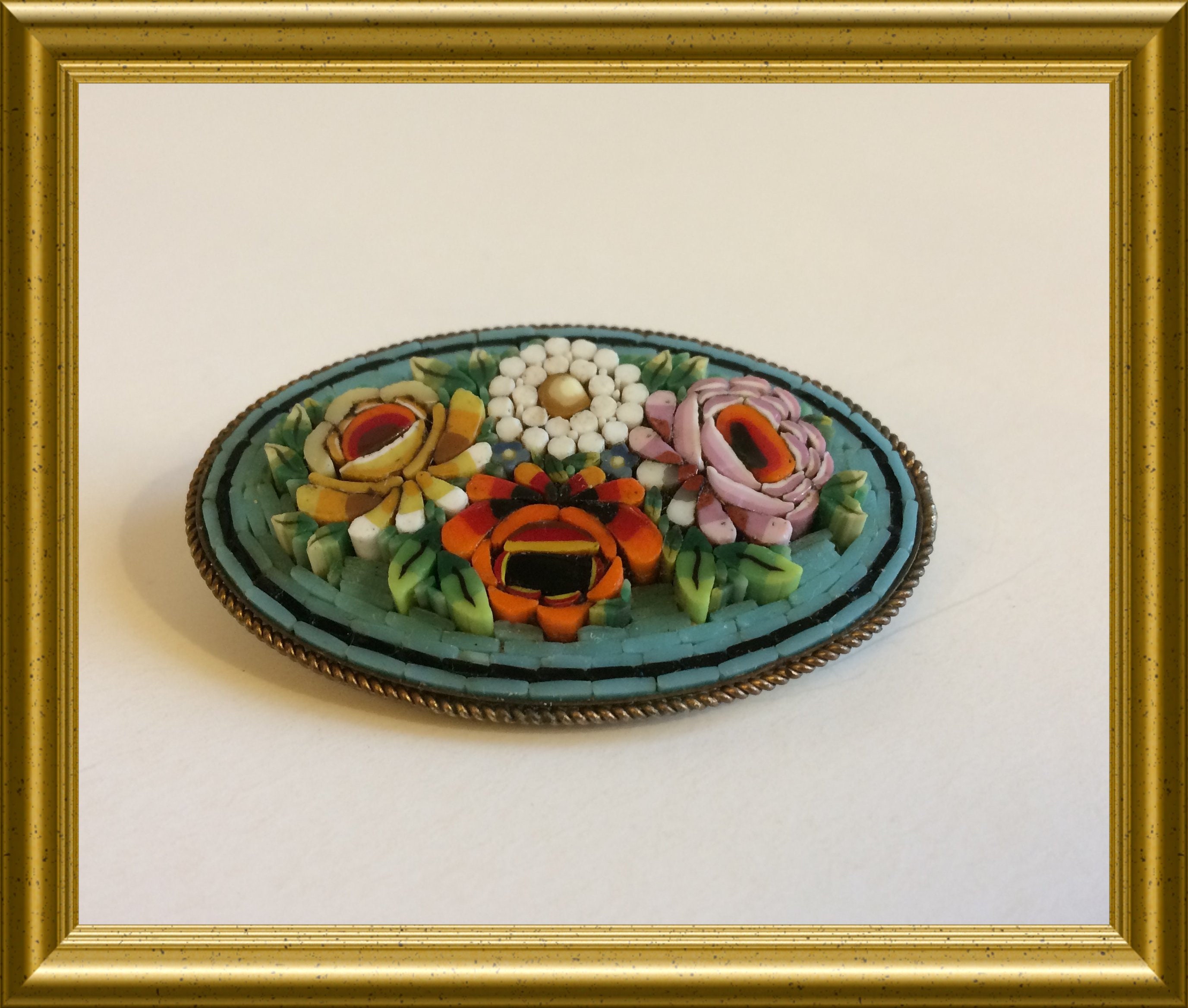 Beautiful micro mosaic brooch