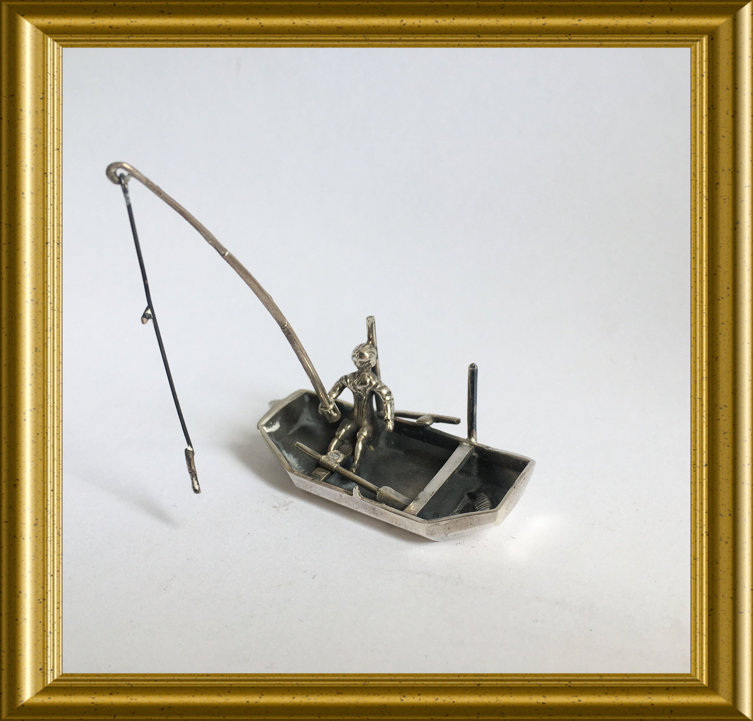 Vintage Dutch silver miniature: rowing boat with fisherman | Etsy