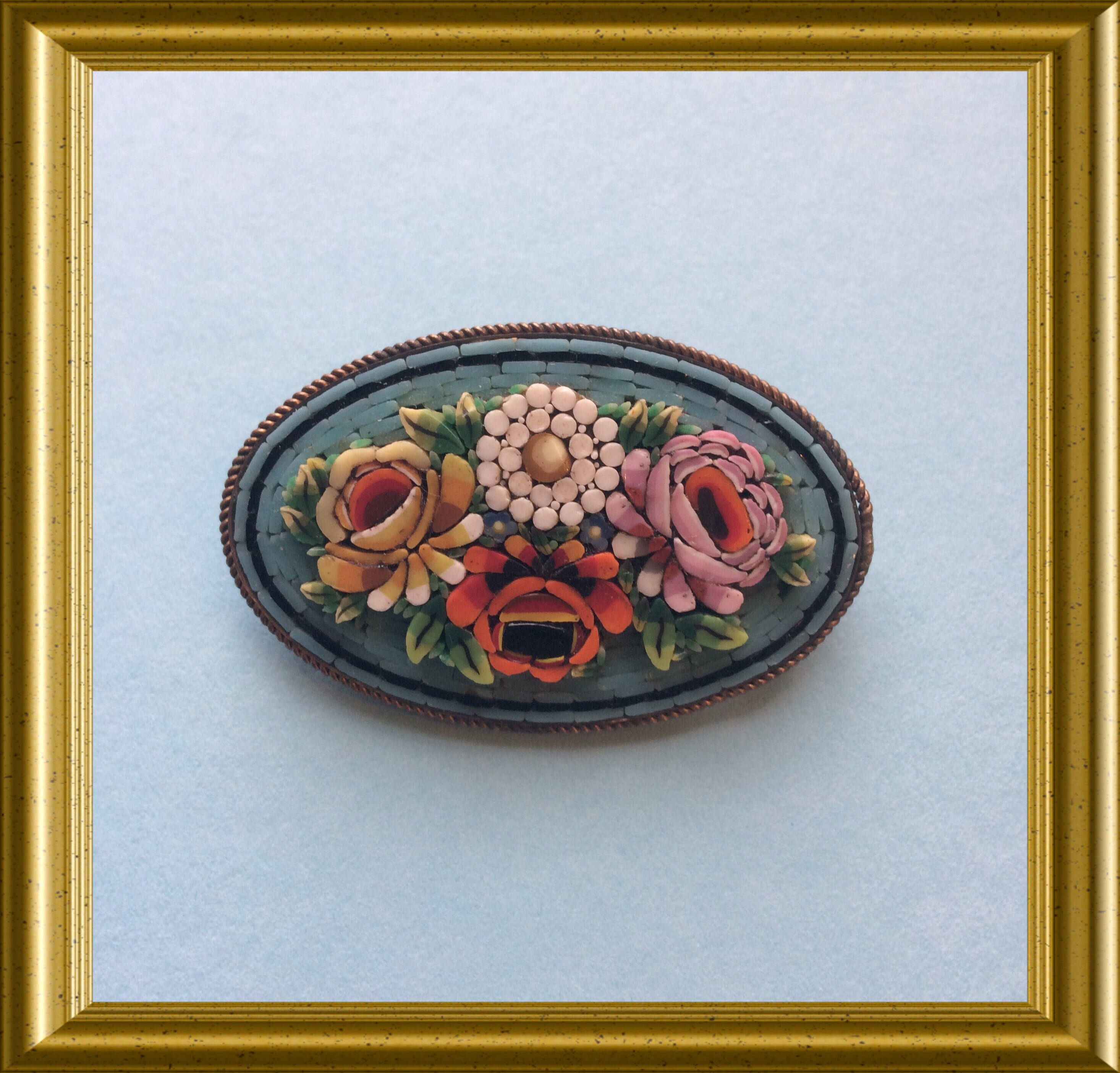 Beautiful micro mosaic brooch