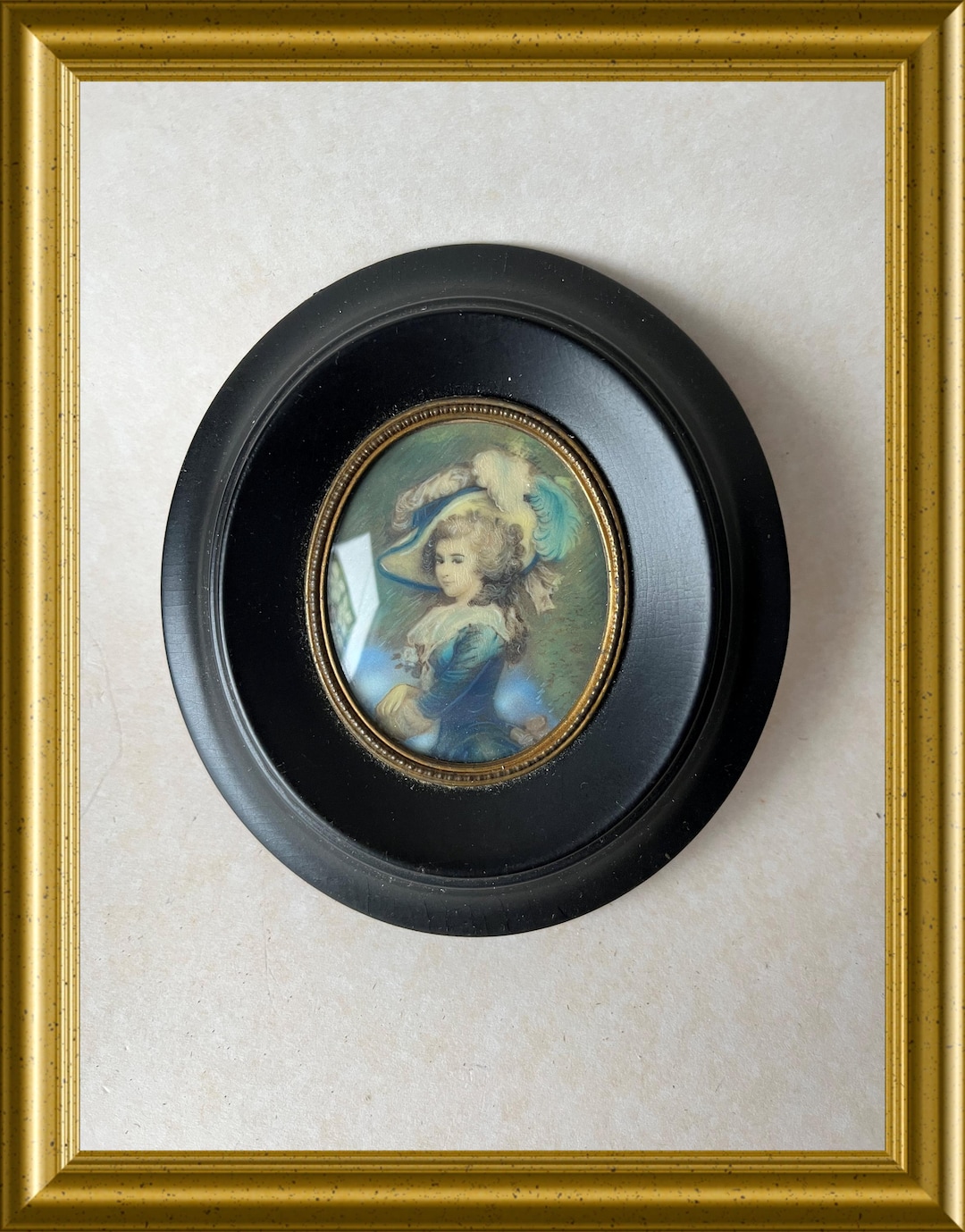 Vintage Oval Wooden Frame: Portrait Lady, Damina - Etsy