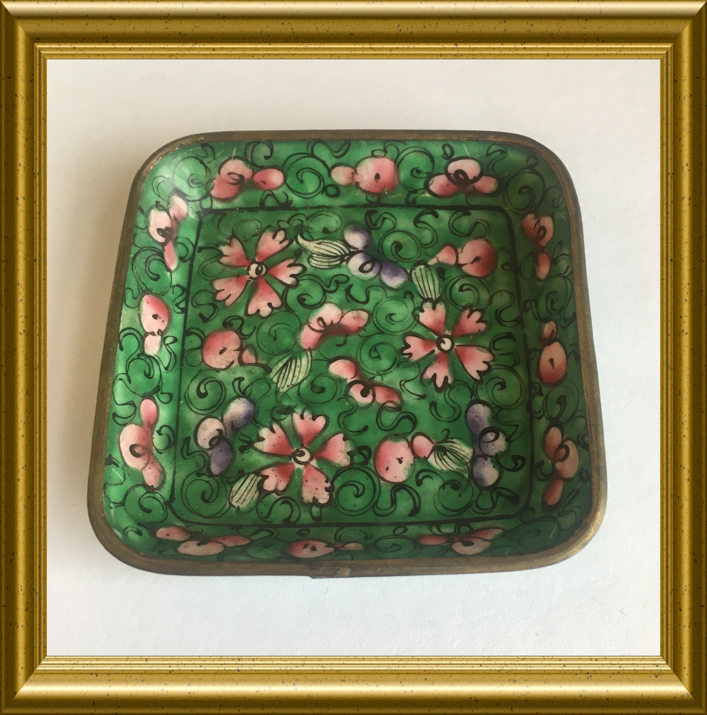 Four antique small chinese enamel dishes