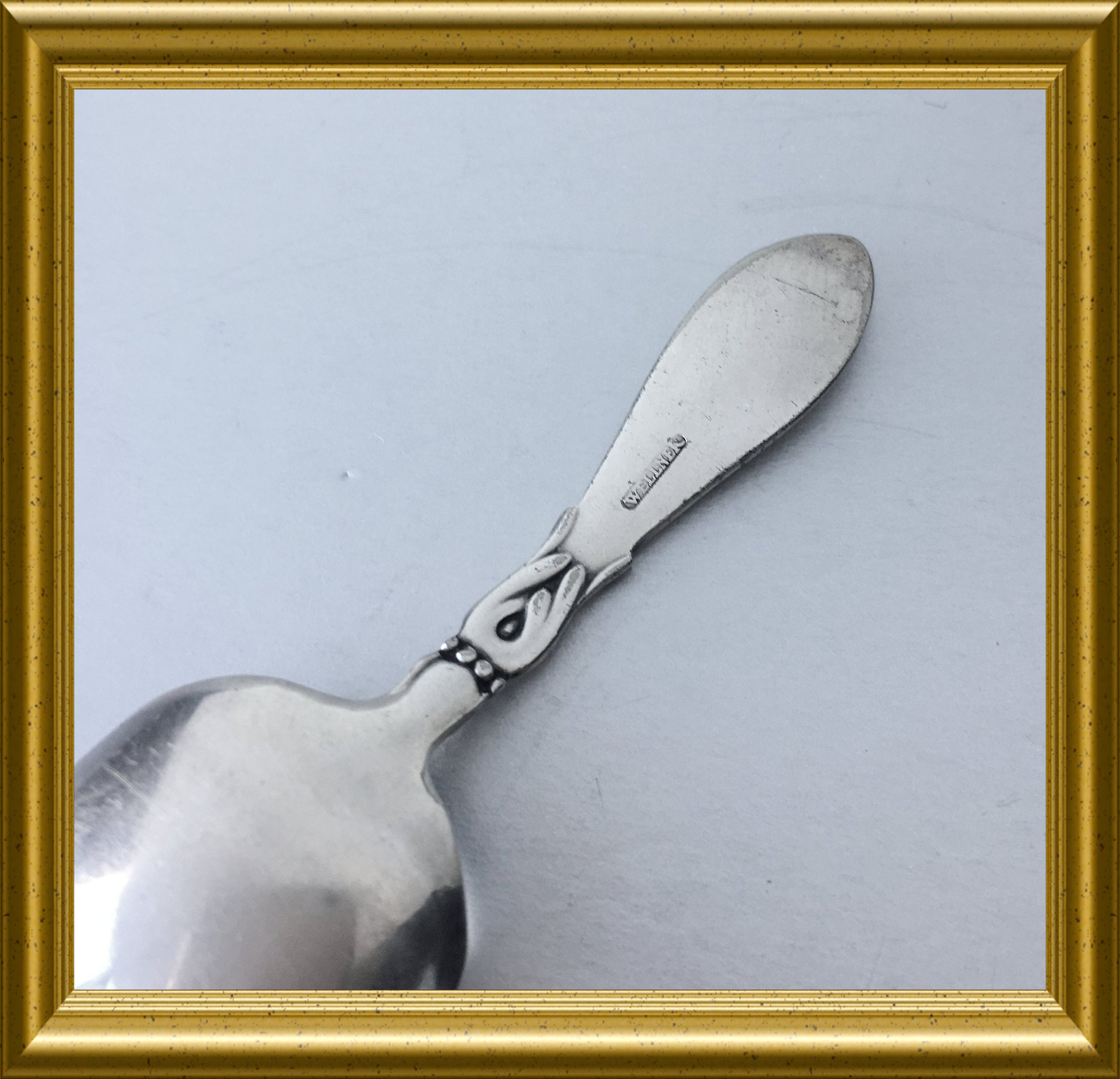 Vintage silver plated tea caddy spoon: Wellner
