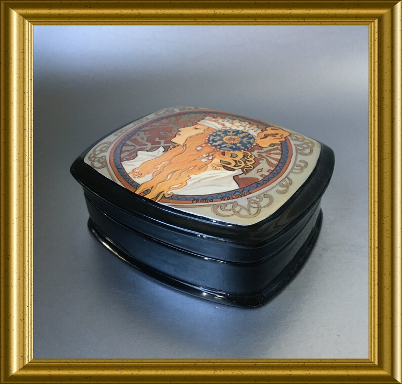 Vintage Hand Painted Lacquer Box: Mucha - Etsy