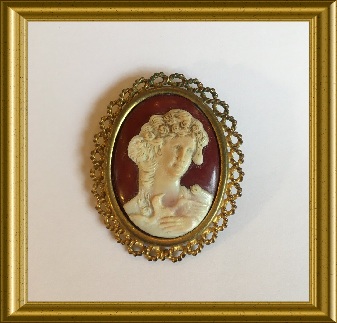 Vintage Celluloid Cameo Brooch : LA D.A.C., Paris - Etsy