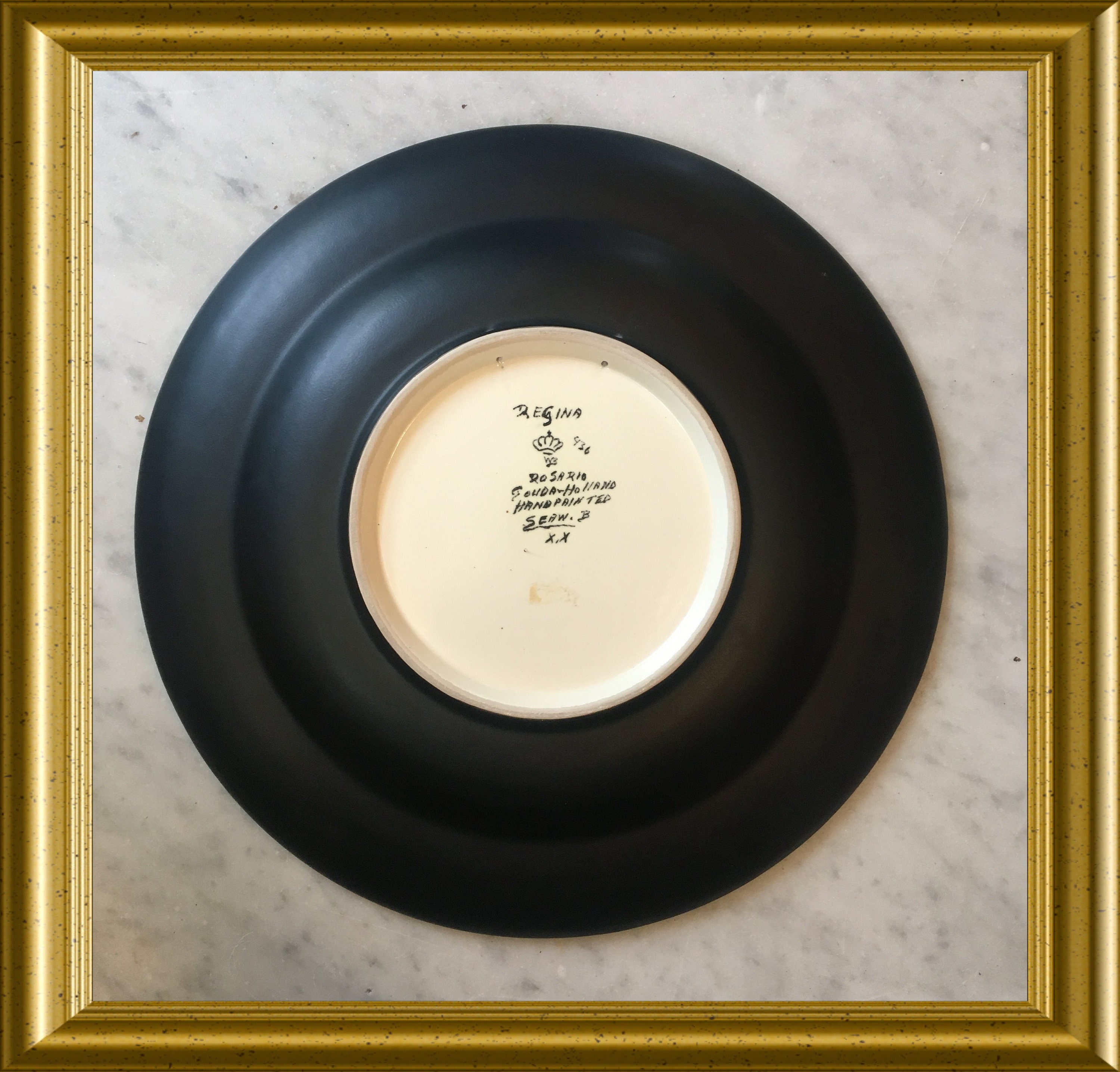 Vintage hand painted art pottery wall plate: Regina Gouda art pottery ...