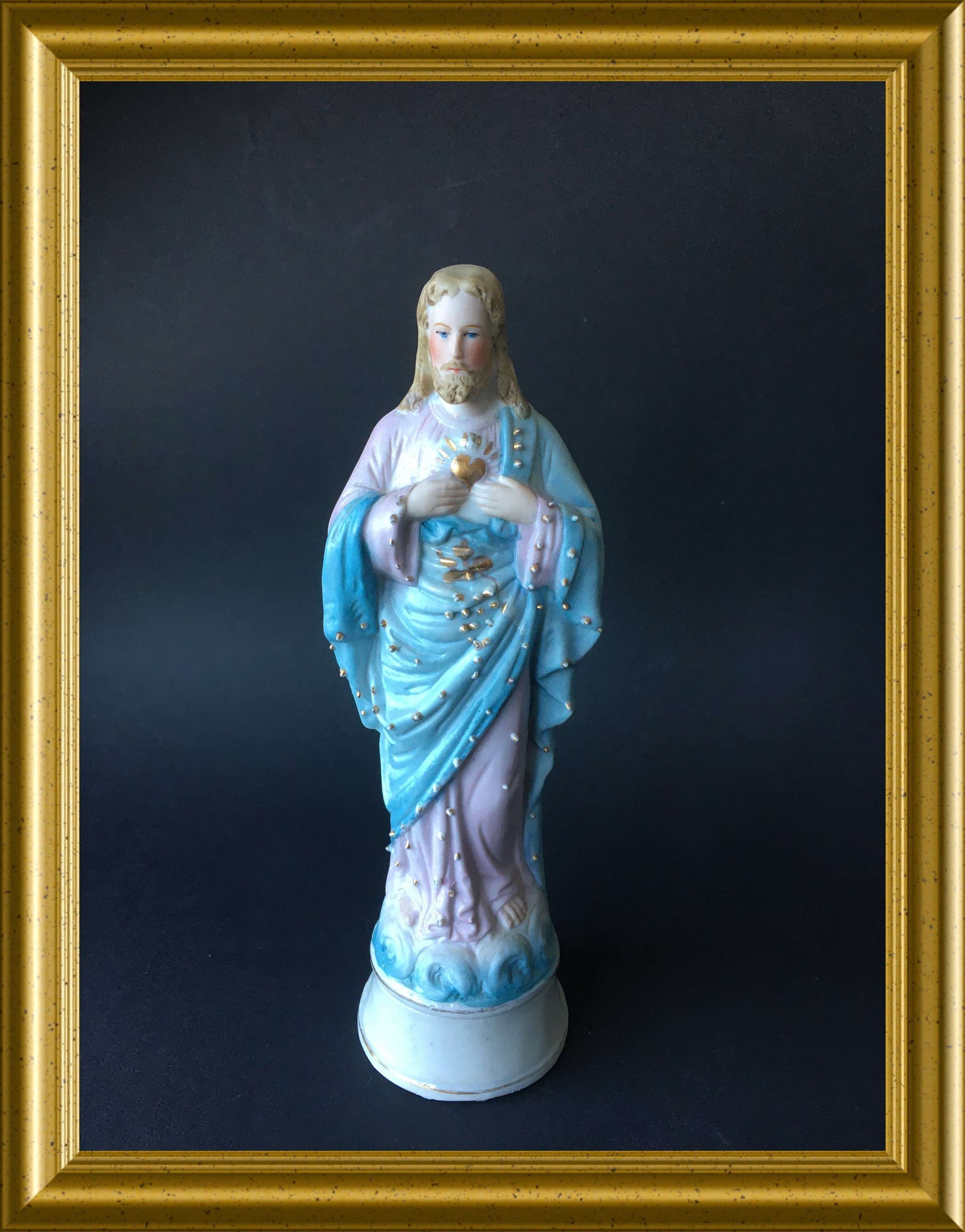 Antique bisque porcelain figurine: Jesus, sacred heart