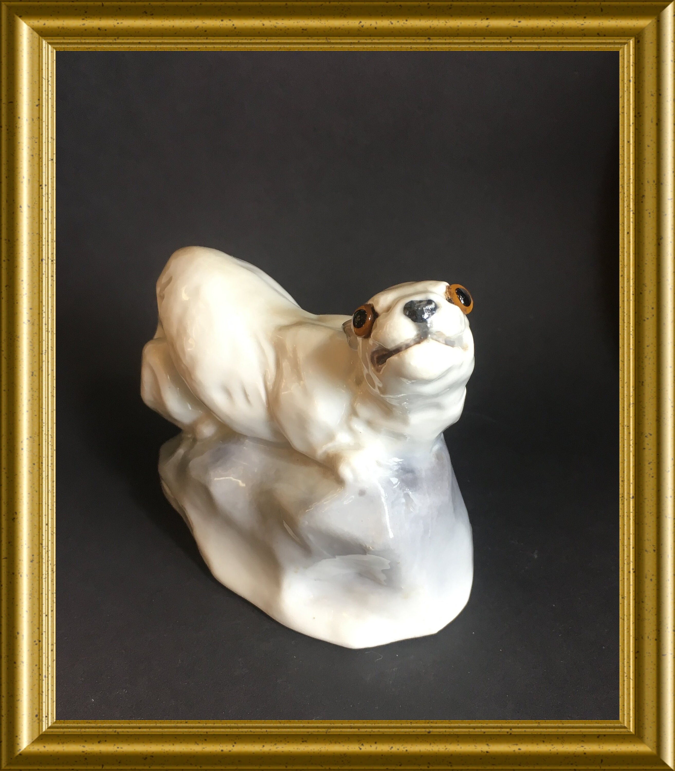 Vintage porcelain stoat / ermine, glass eyes