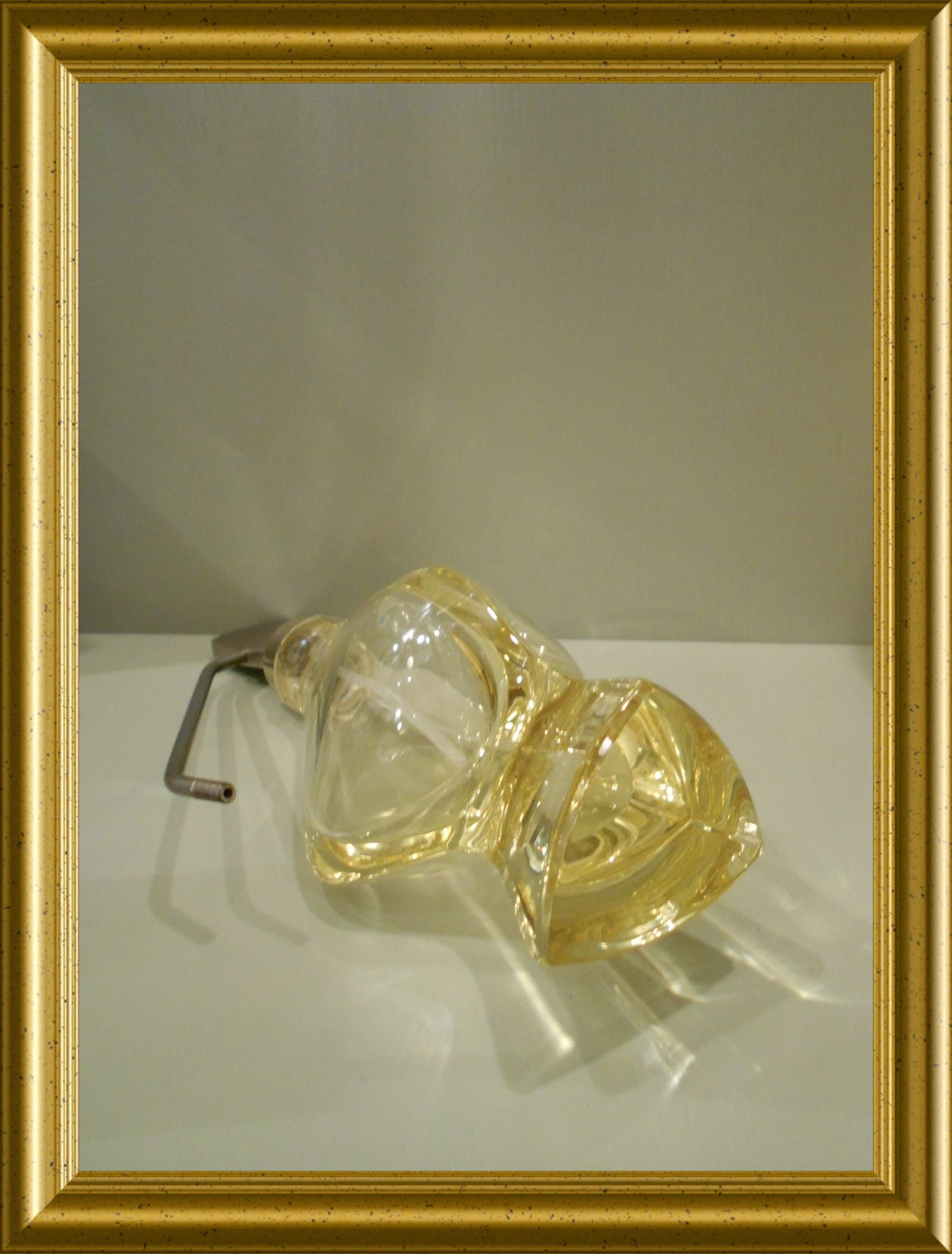 Lovely art deco yellow glass perfume bottle atomizer without bulb puffer